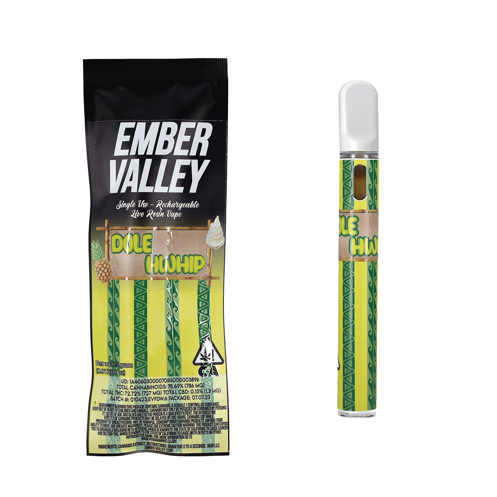 Ember Valley: Dole Hwhip .5G Live Rosin Disposable | Leafly