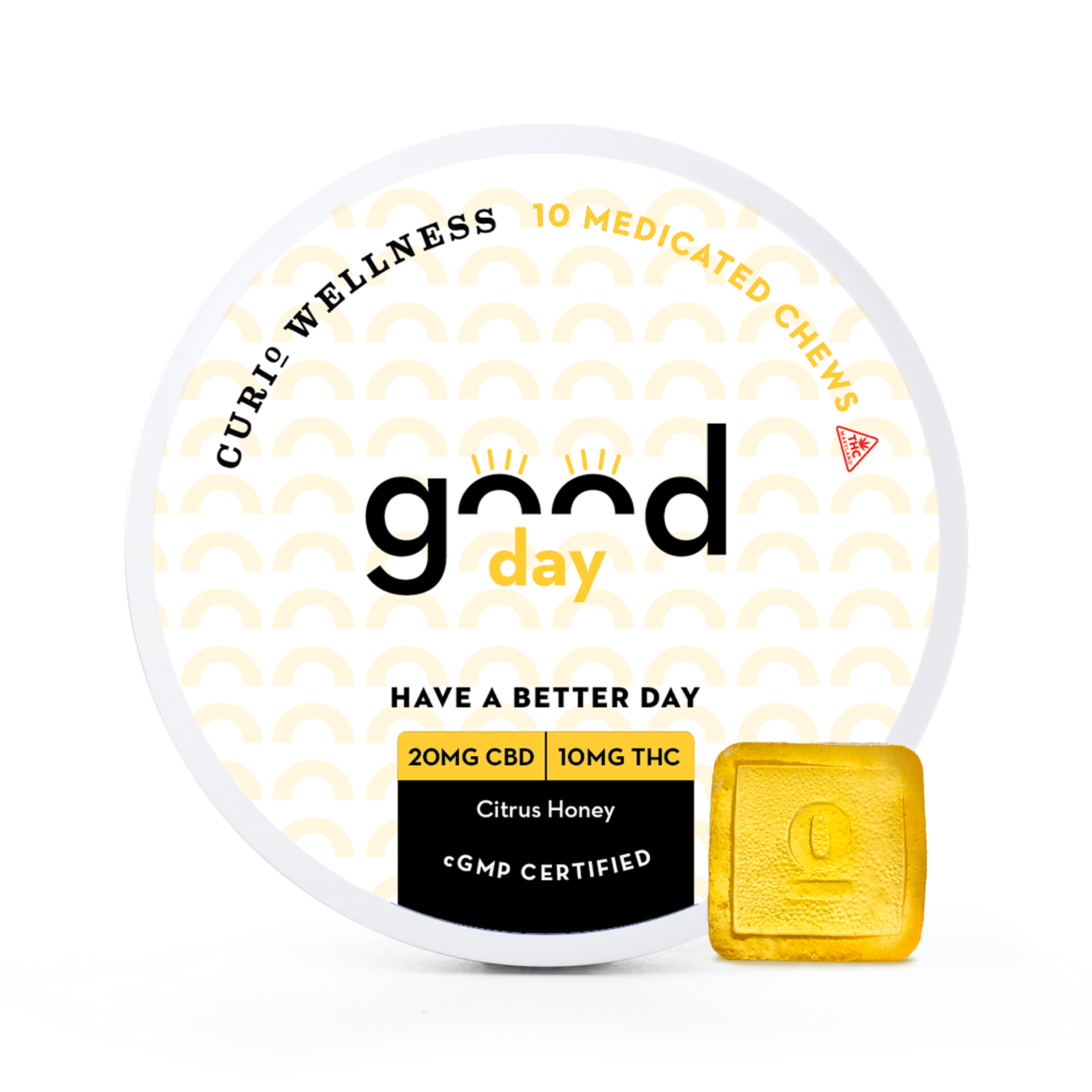 Curio Wellness: Good Day Citrus Honey Chews | 20mg CBD:10mg THC | 10pk ...