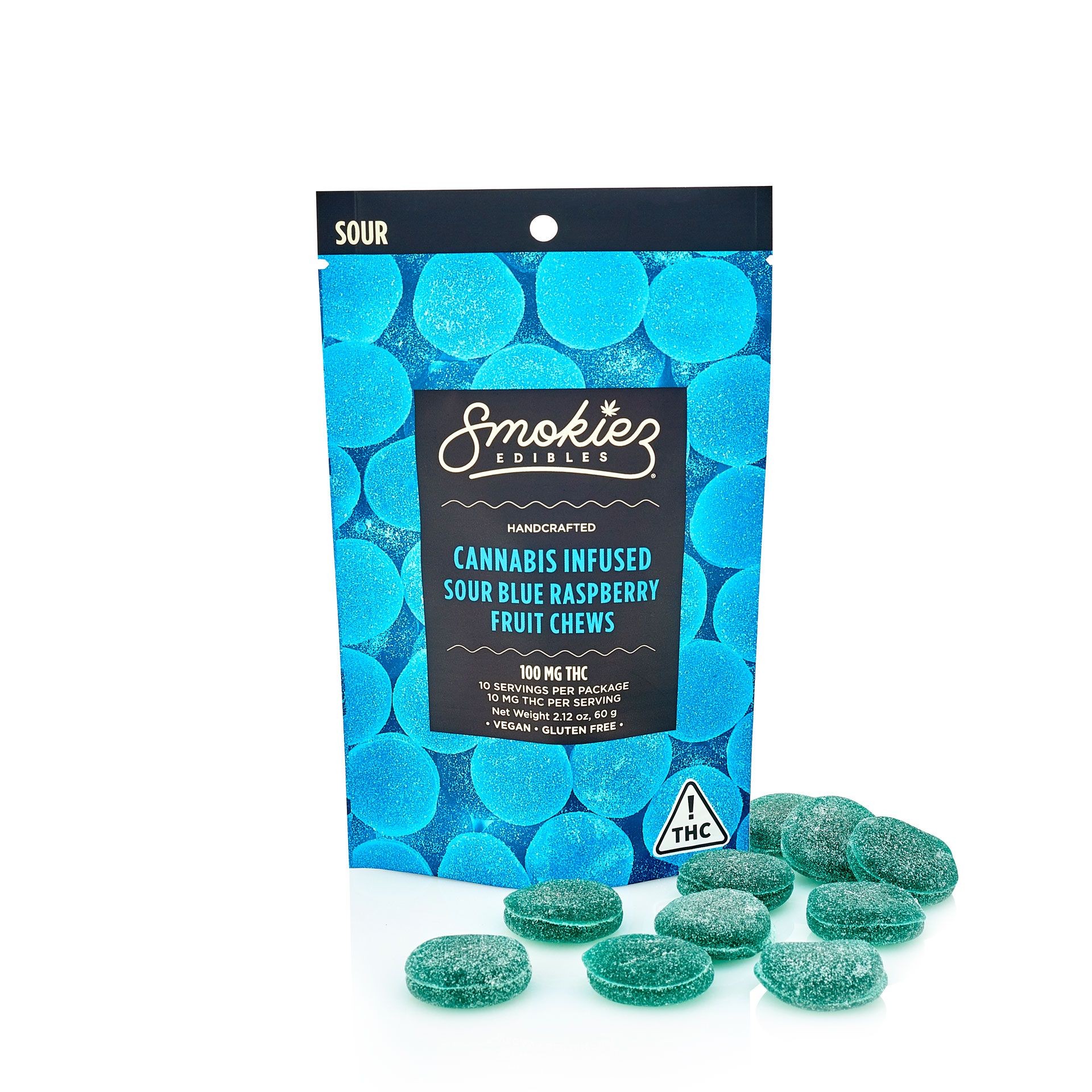 Smokiez Edibles: Sour Blue Raspberry Fruit Chews, 100mg THC - NV | Leafly