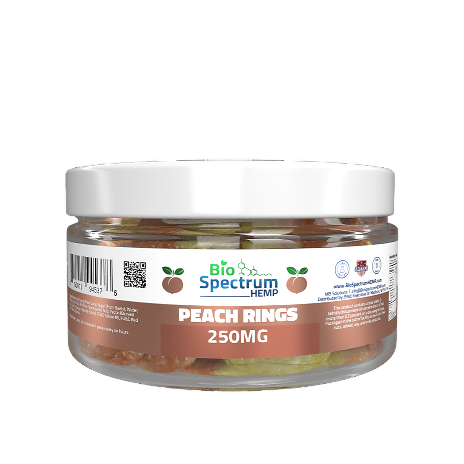 BioSpectrum Hemp: BioSpectrum Hemp Peach Rings 250mg | Leafly