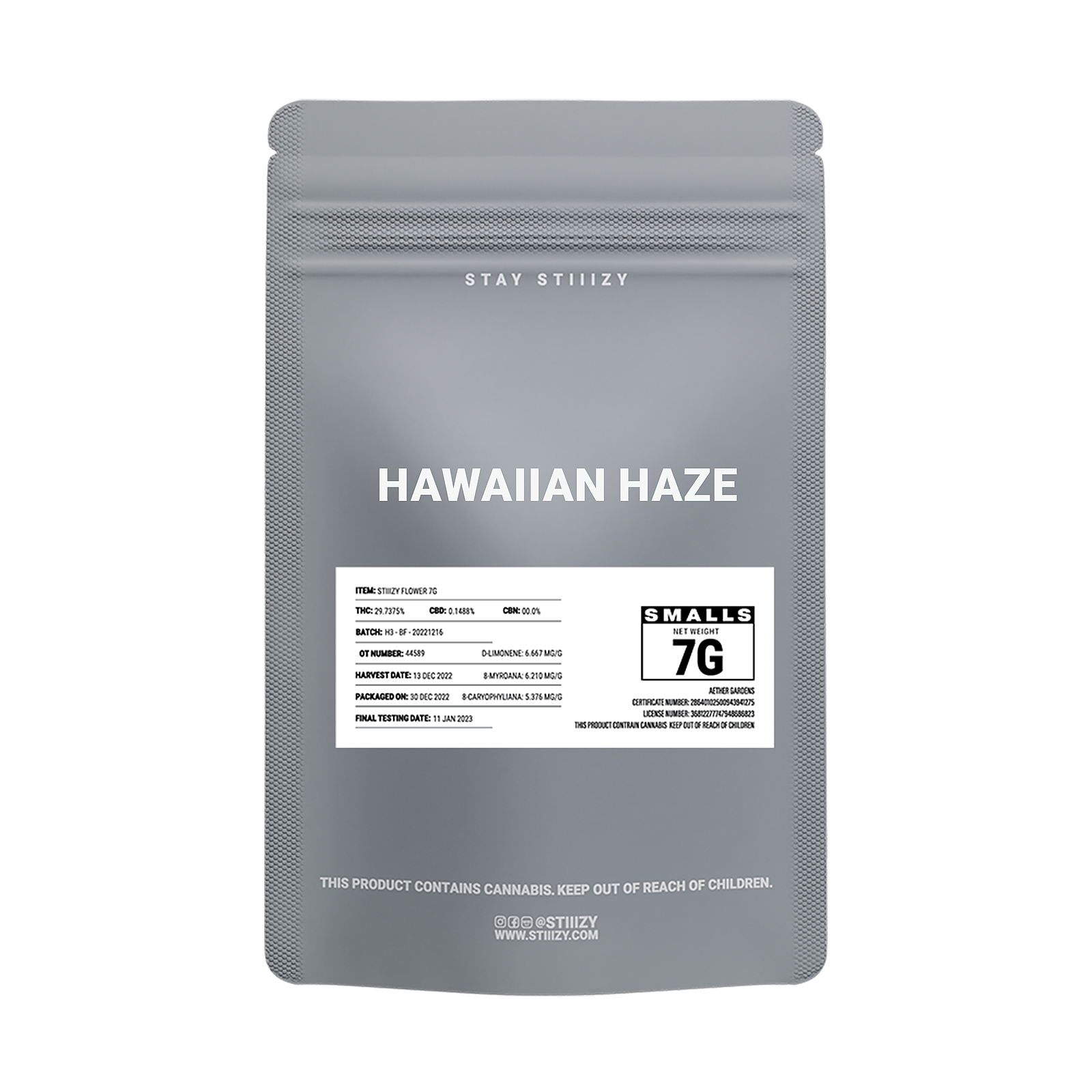 STIIIZY: HAWAIIAN HAZE - GREY LABEL 7G | Leafly
