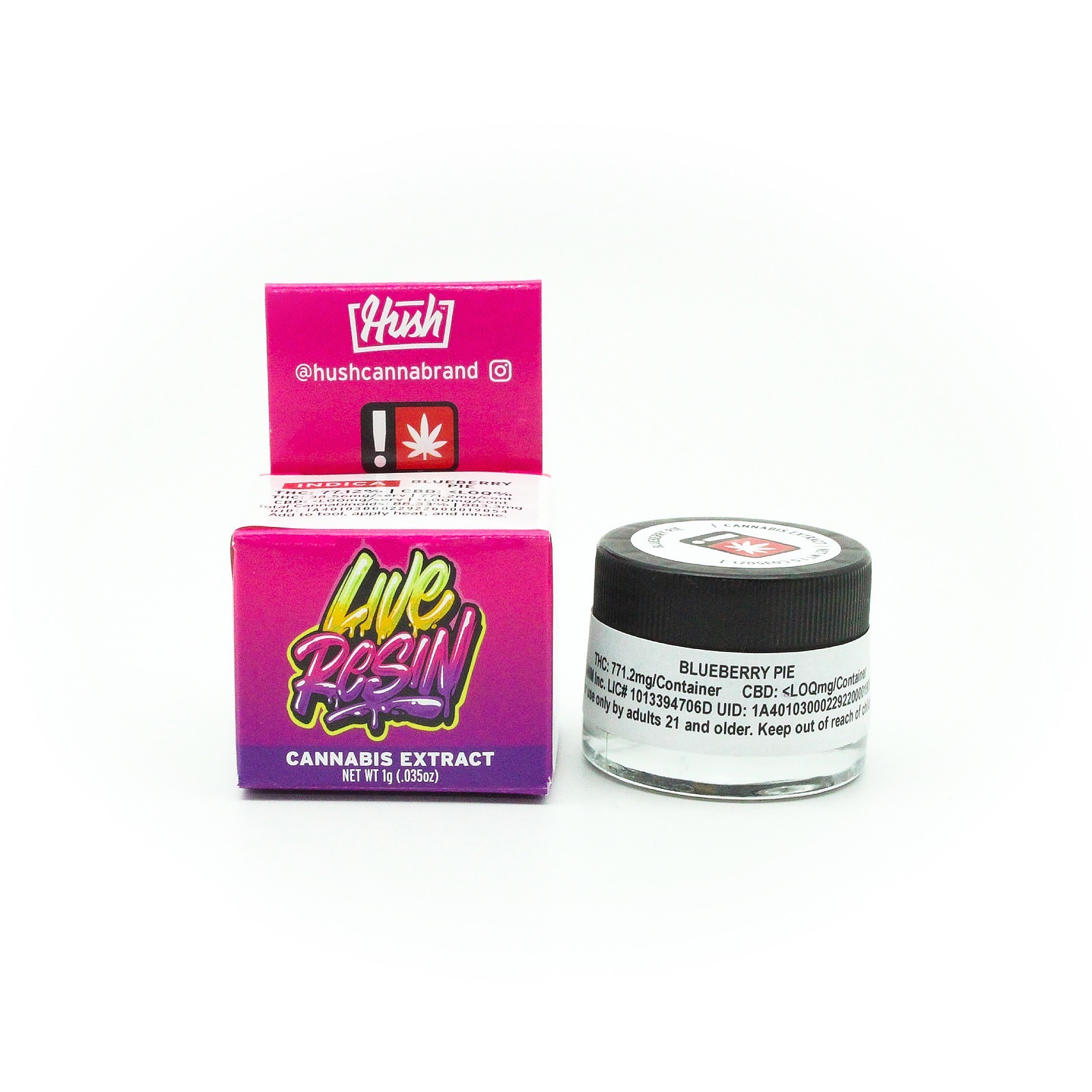 HUSH: Blueberry Pie Live Resin Puck 1g - Hybrid - 77.12% | Leafly