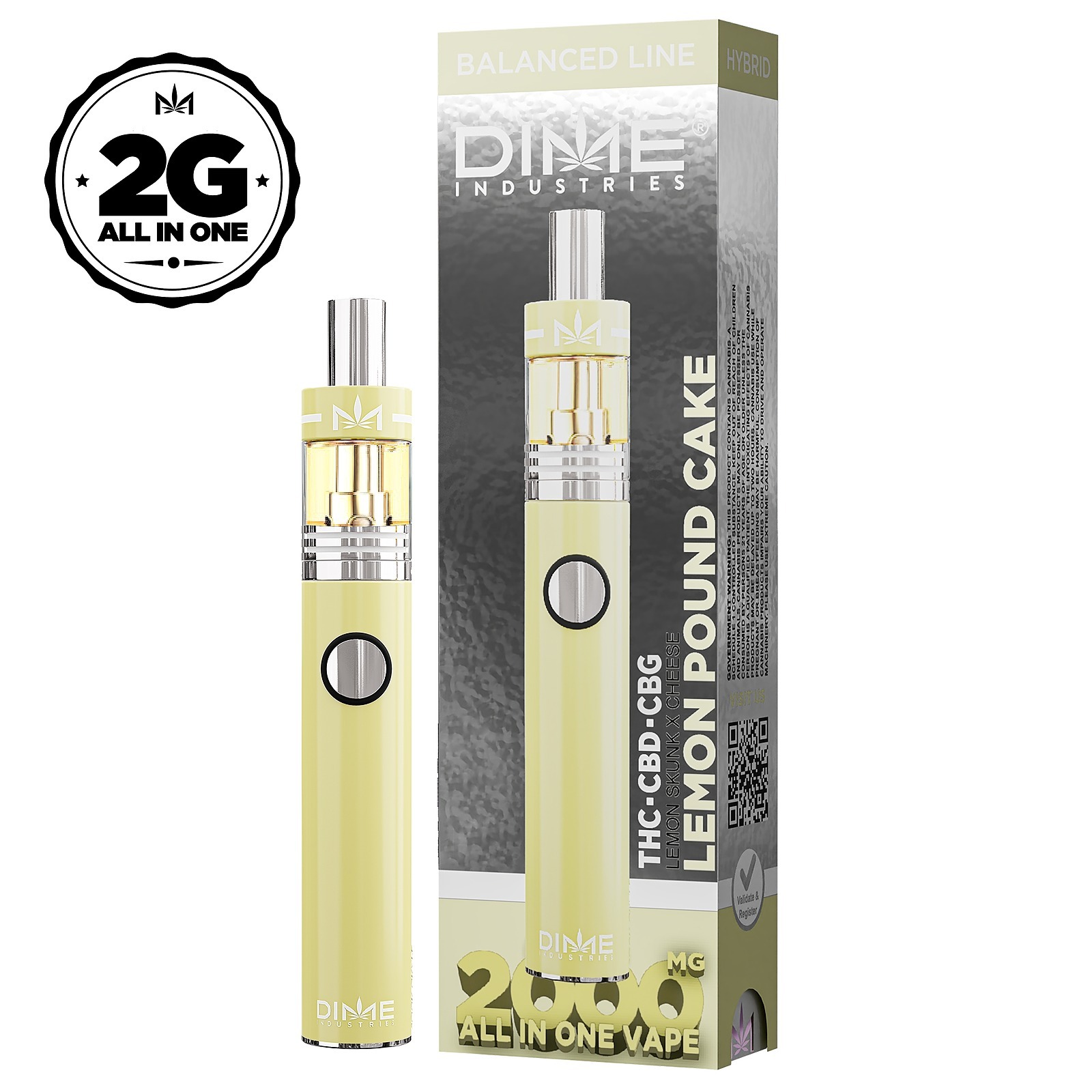 Dime Industries: Lemon Pound Cake 2000mg All in One Device | Leafly