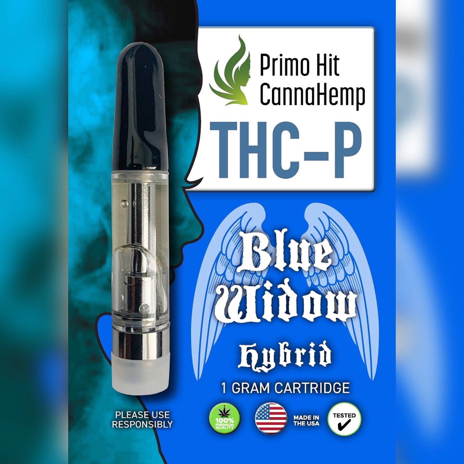 Primo Hit CannaHemp Co.®: Primo Hit Blue Widow THC-P Vape Cartridges (Hybrid) | Leafly