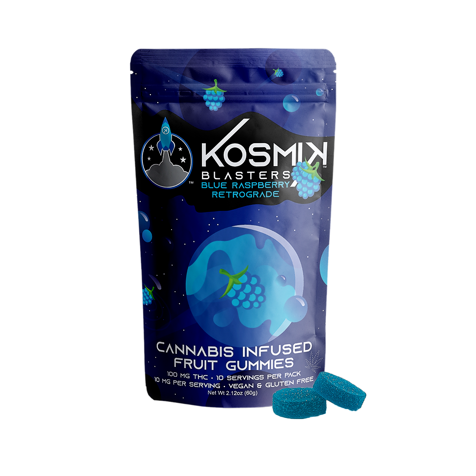 Kosmik Brands: Blue Raspberry 100mg 10-pack | GUMMIES | Leafly