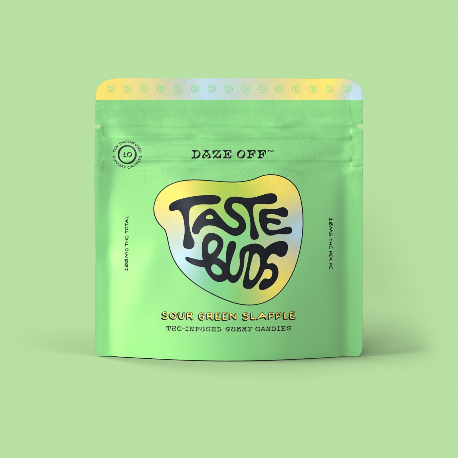 Daze Off: Sour Green Slapple Taste Buds THC-Infused Gummy Candies 10 x ...