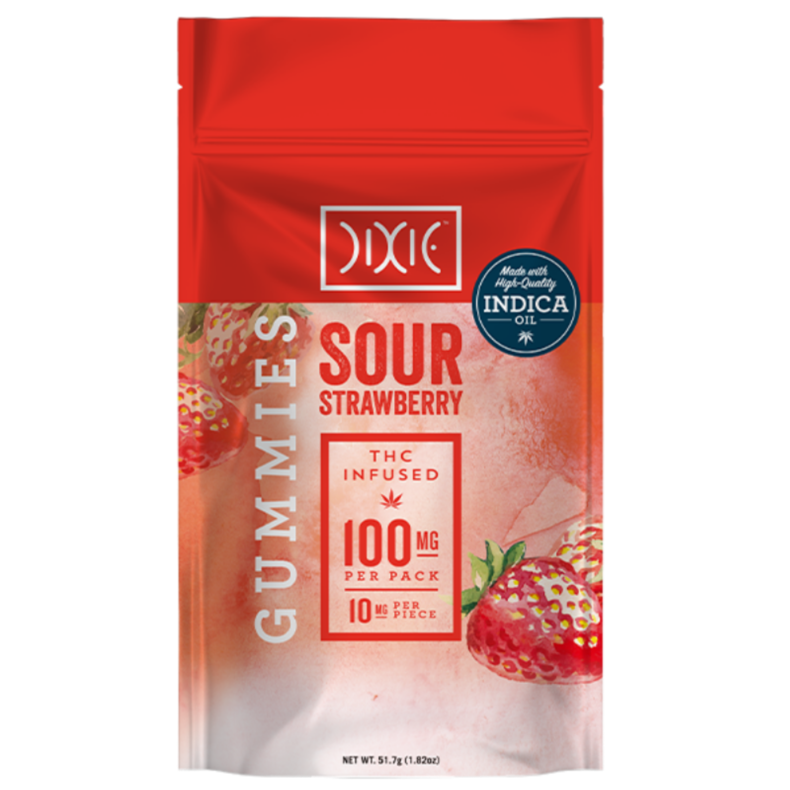 Dixie Brands: Sour Strawberry Gummies 100mg | Leafly