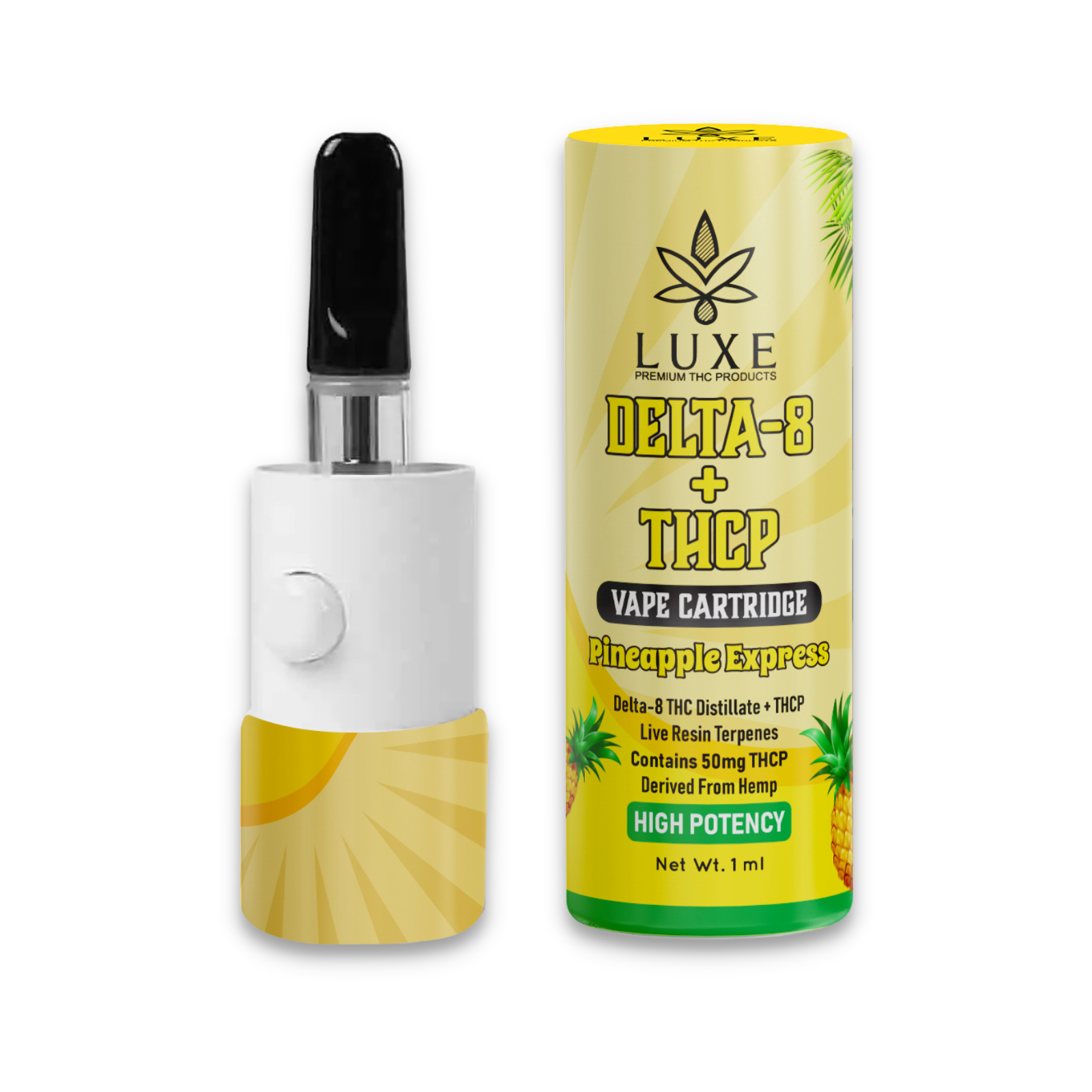 Luxe THC | 25% OFF with code LEAFLY: Pineapple Express D8 + THCP Vape Cart | 1ml | Leafly