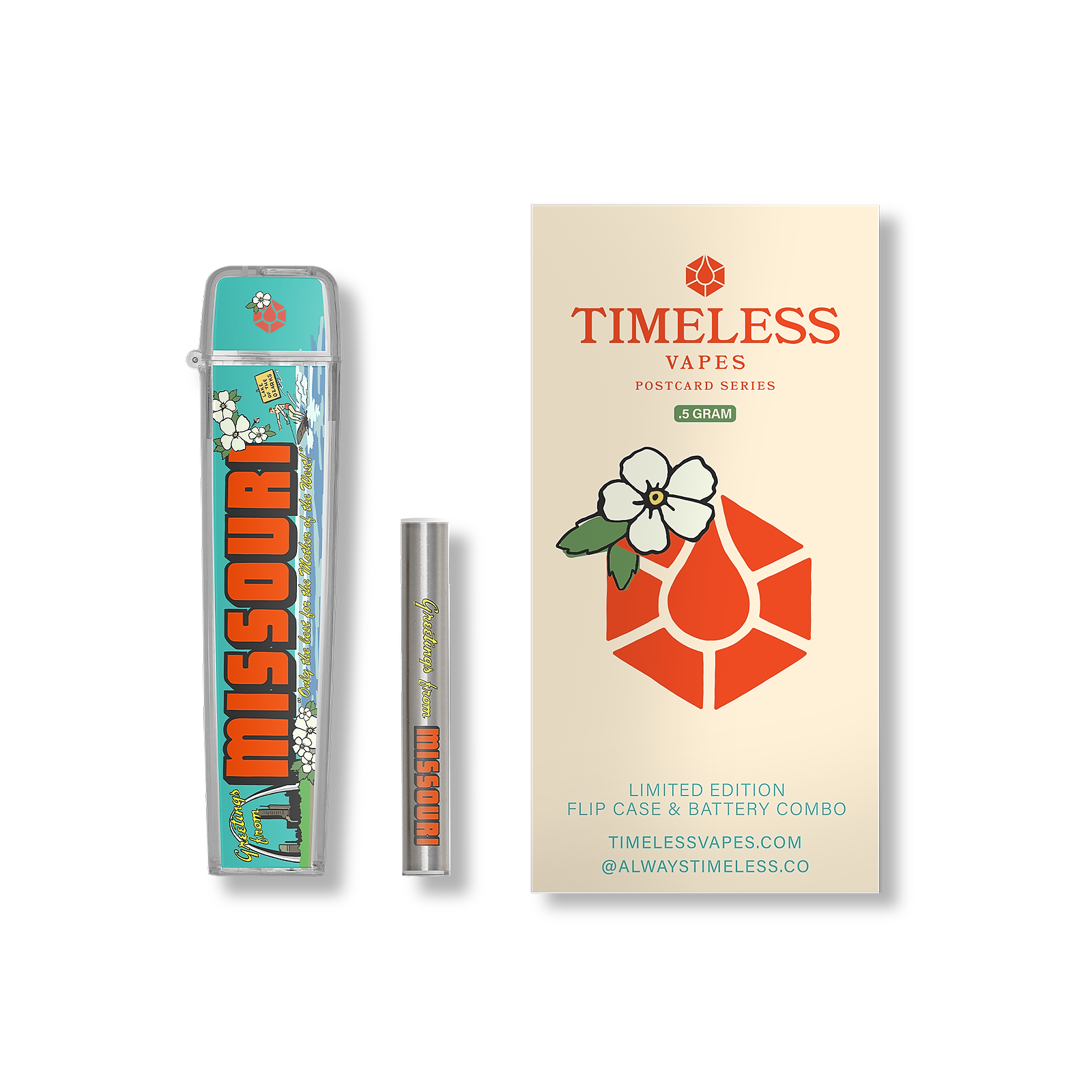 Timeless Vapes: Greetings From Missouri Flip Case & Battery Combo 500mg ...