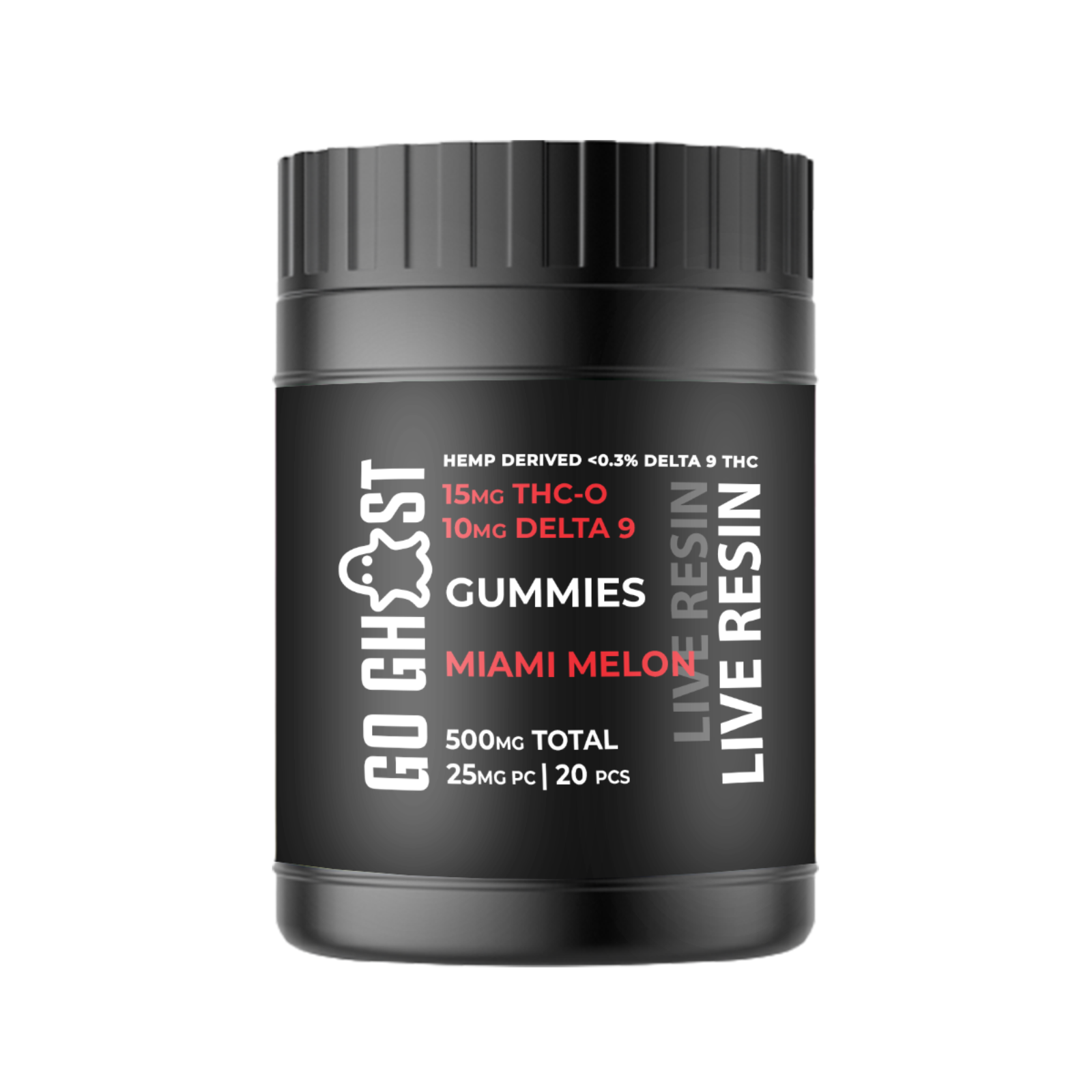 Go Ghost Hemp: Miami Melon LIVE Resin Delta 9/THC-O Gummies | Leafly