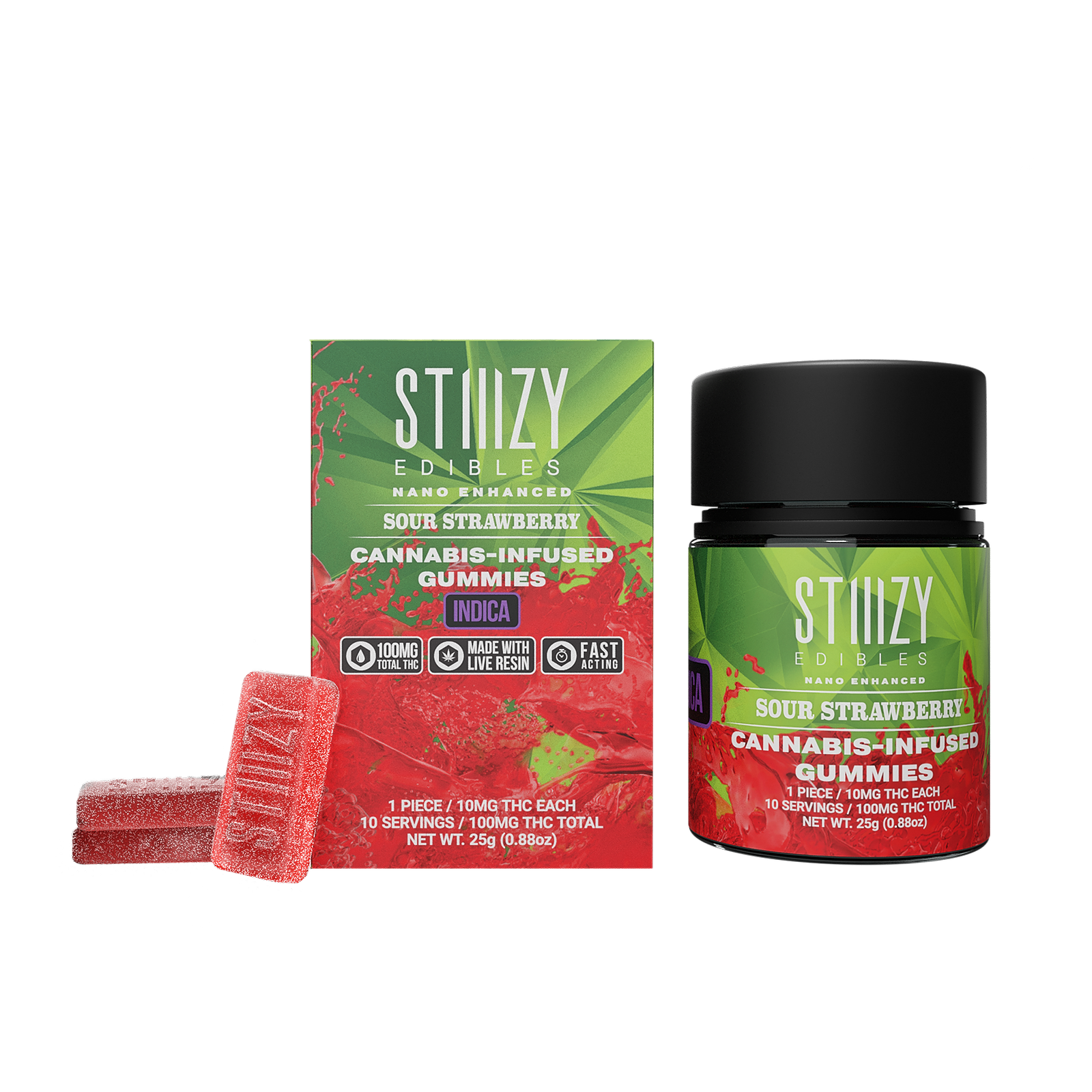 STIIIZY: SOUR STRAWBERRY STIIIZY EDIBLES - 100MG GUMMIES | Leafly