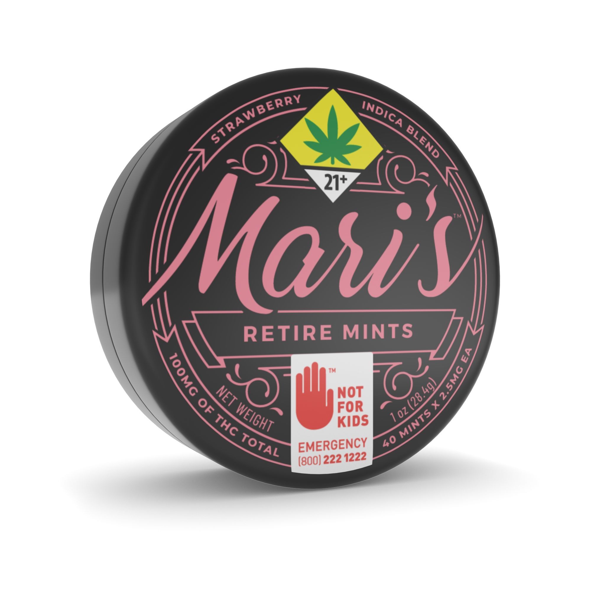 Mari's Mints: Indica Retire Mint Strawberry 100mg 40-pack | Leafly