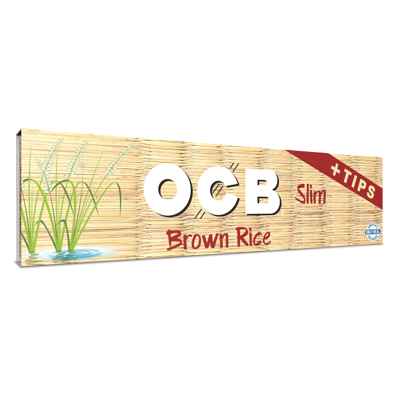 OCB Rolling Papers & Cones: OCB Brown Rice Papers + Tips - Slim Size ...