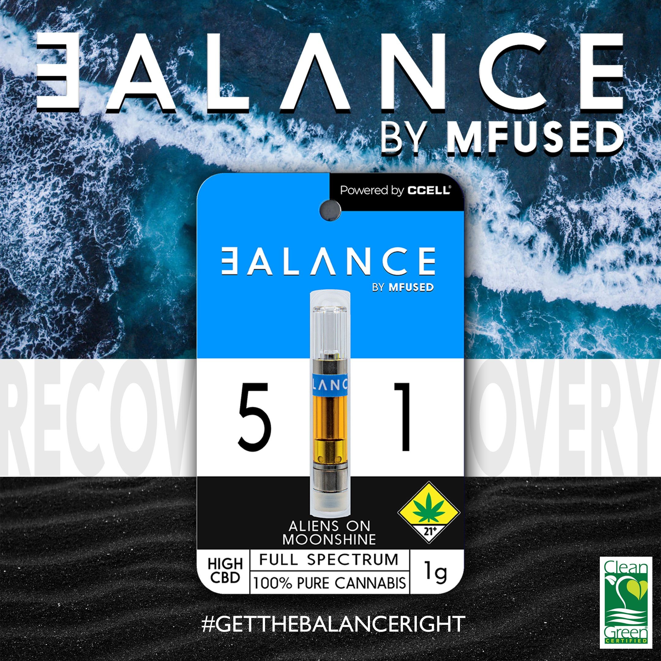 MFUSED: BALANCE - Aliens on Moonshine 5:1 High CBD Cartridge | Leafly