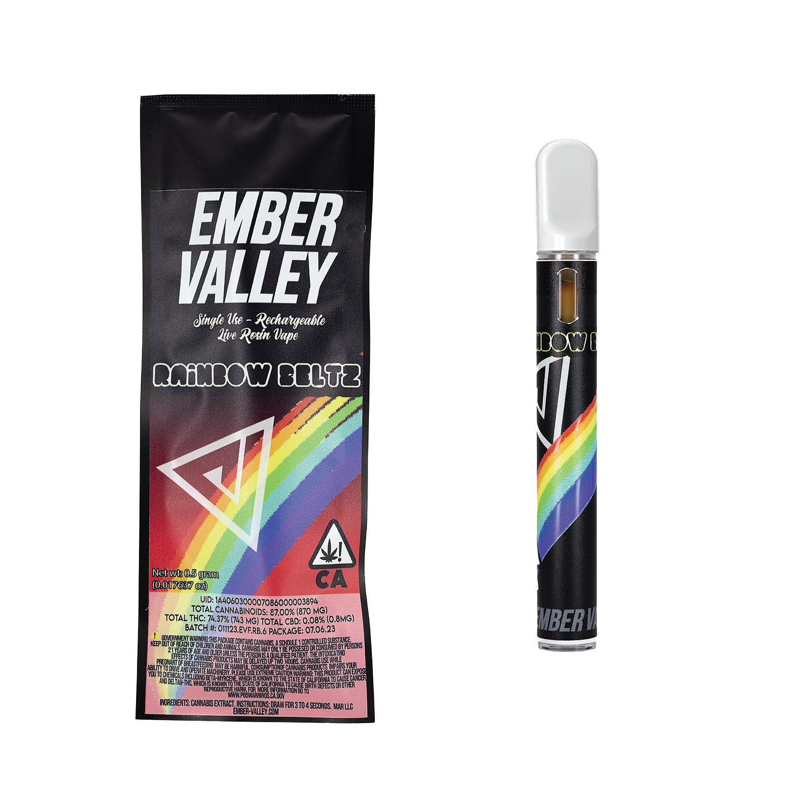 Ember Valley: Rainbow Belts .5G Live Rosin Disposable | Leafly