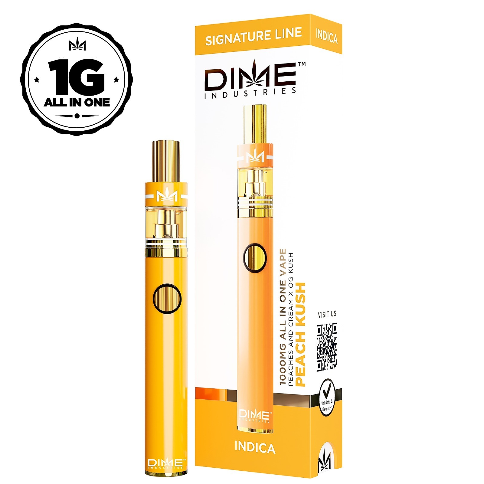 Dime Industries: Peach Kush 1000mg All in One Device | Leafly