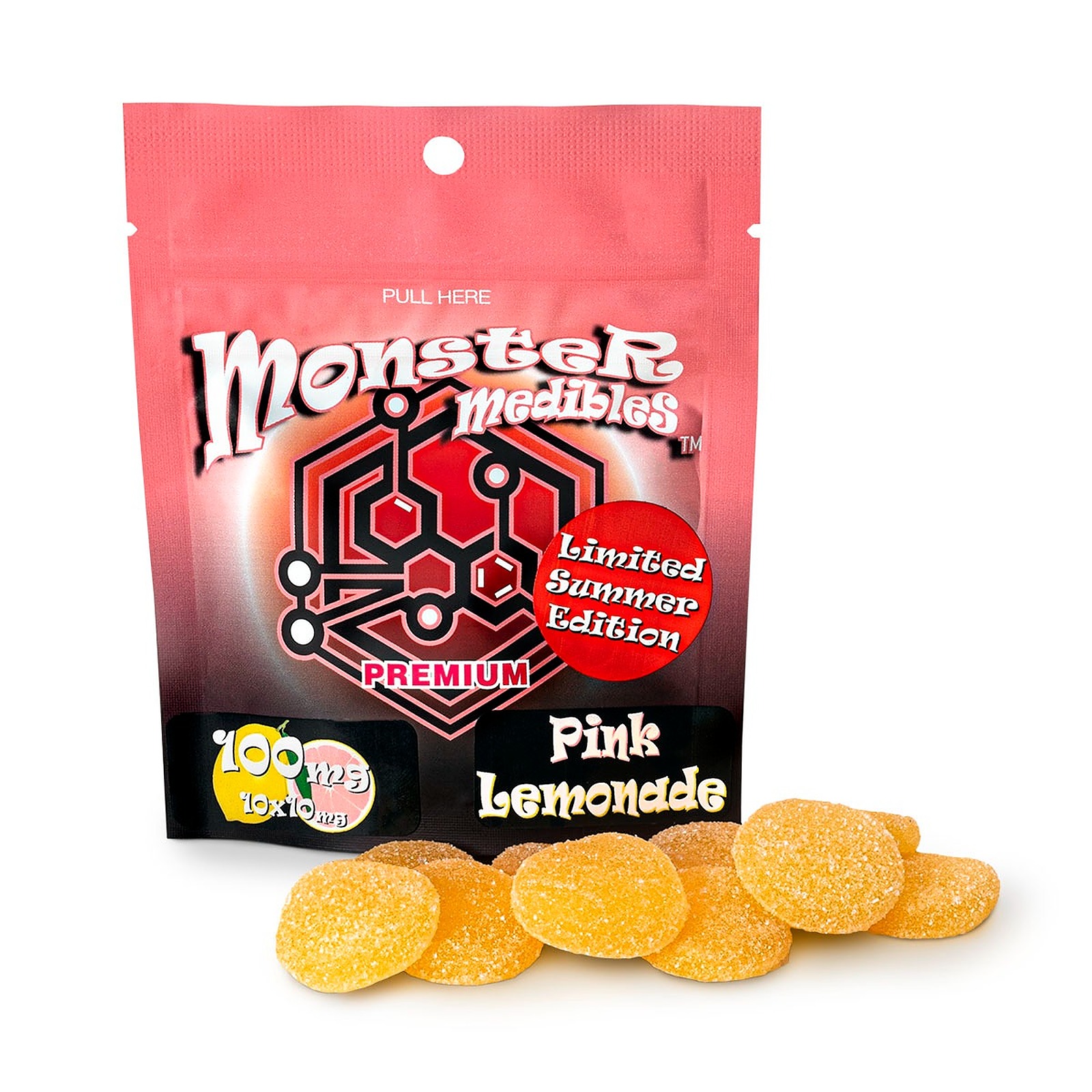 Monster Xtracts: (REC) Pink Lemonade 10x10mg Gummies | Leafly