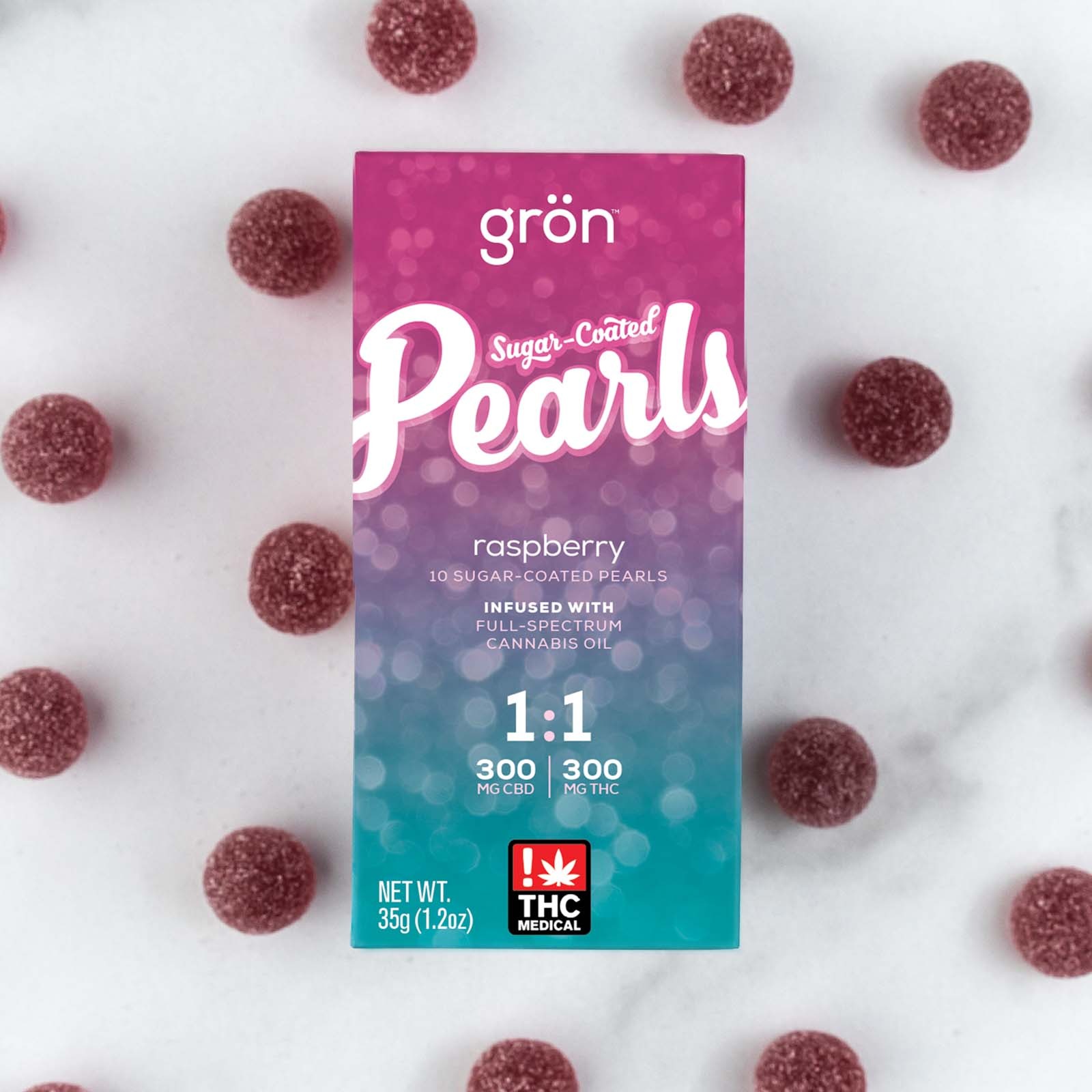 Grön: Grön 1:1 Raspberry Pearls - CBD/THC | Leafly