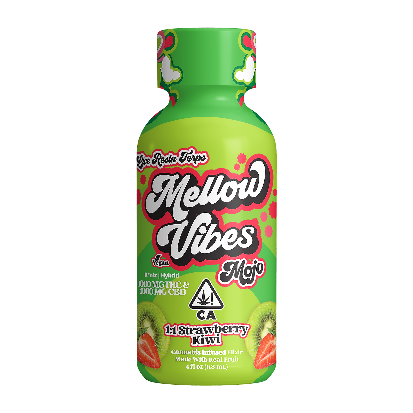 Mellow Vibes: Mellow Vibes Mojo 1:1 Strawberry Kiwi 4oz 1000mg | Leafly