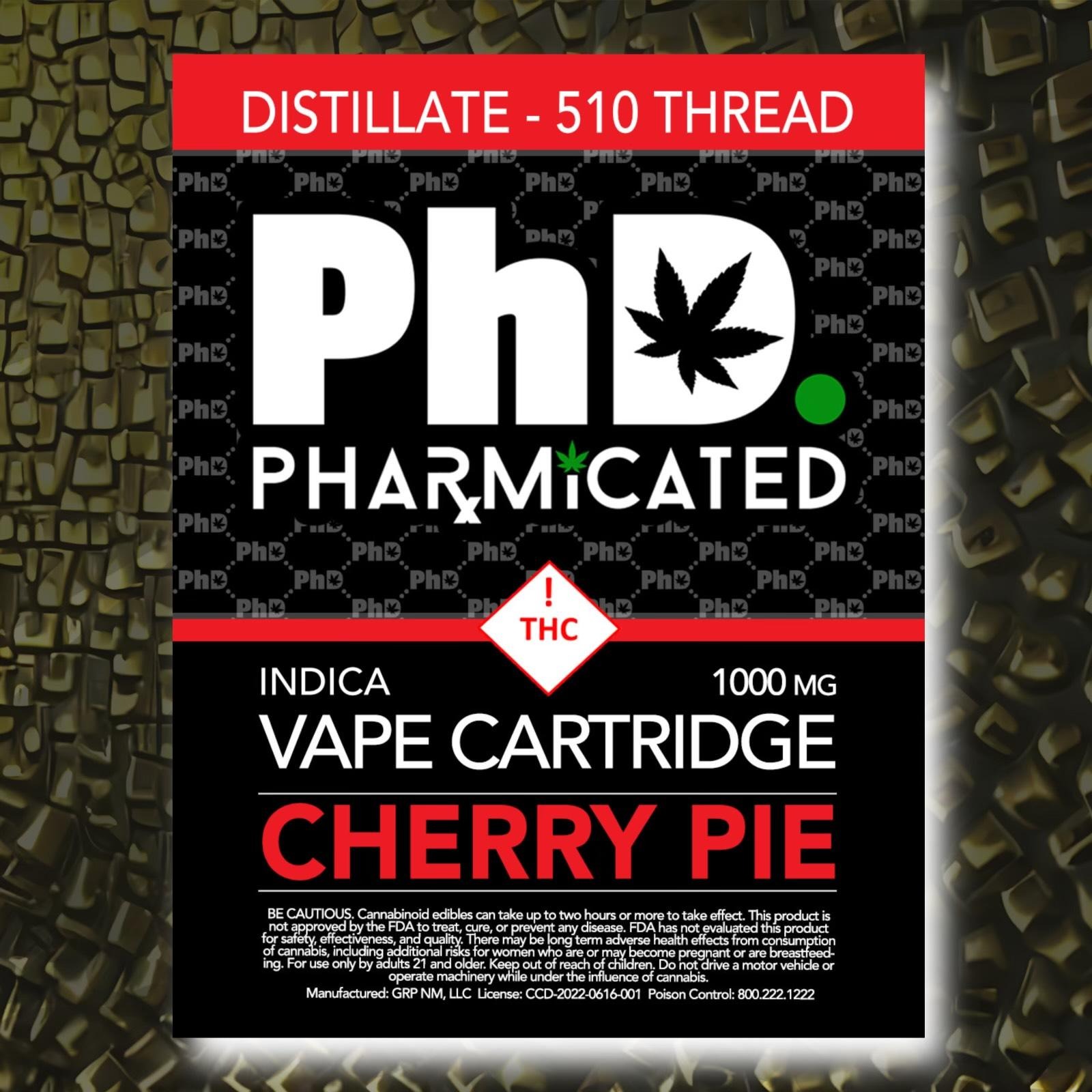 Pharmicated: Pharmicated 510 Thread Vape Cart - 1000 mg - Cherry Pie (I) | Leafly