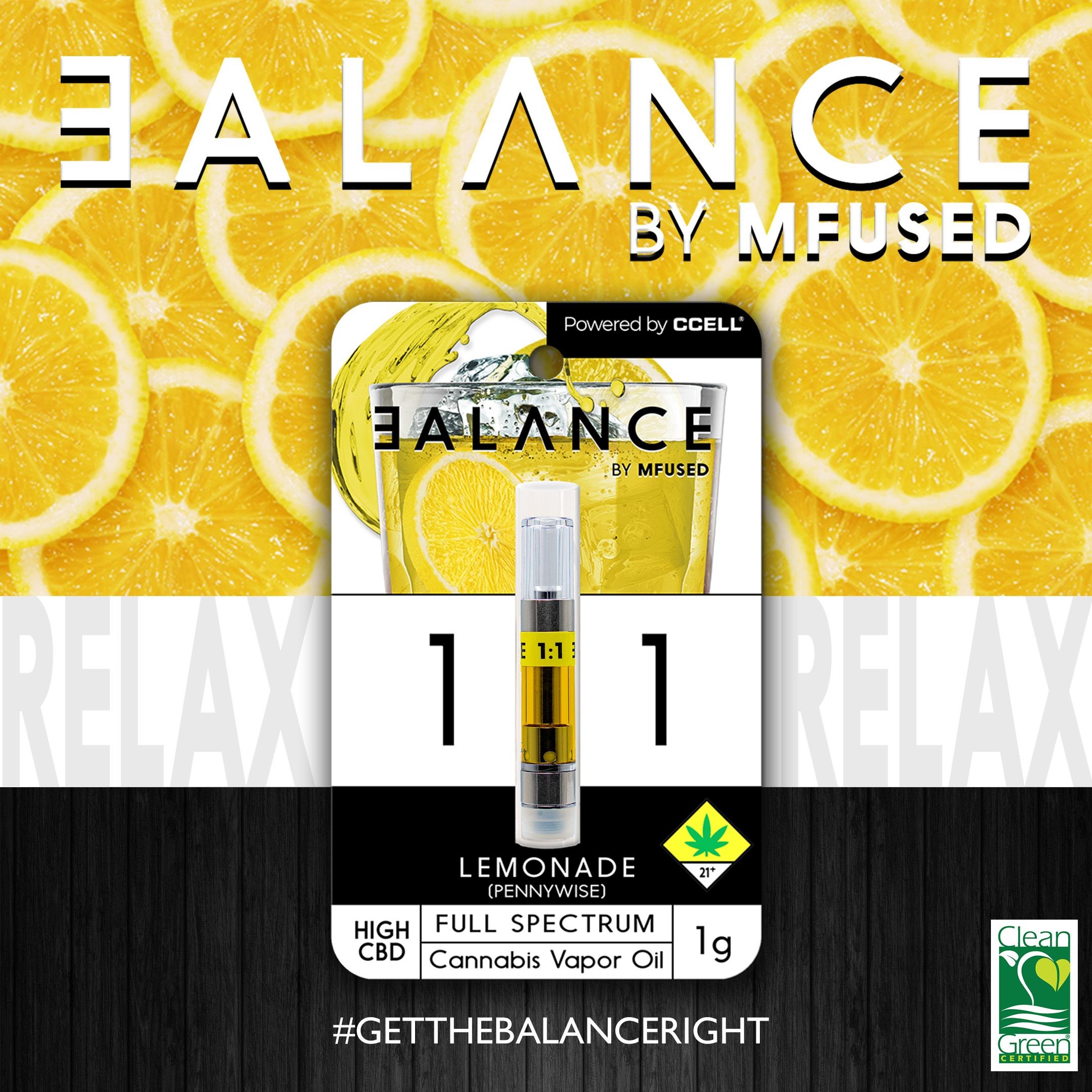 MFUSED: BALANCE - Lemonade 1:1 High CBD Cartridge | Leafly