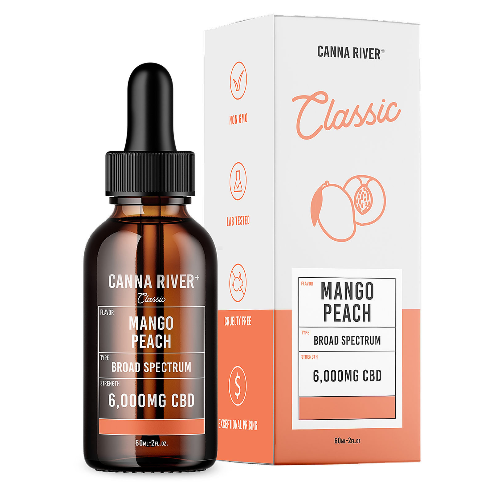 Canna River: Broad Spectrum Tincture - Mango Peach / 6,000mg / 60mL ...