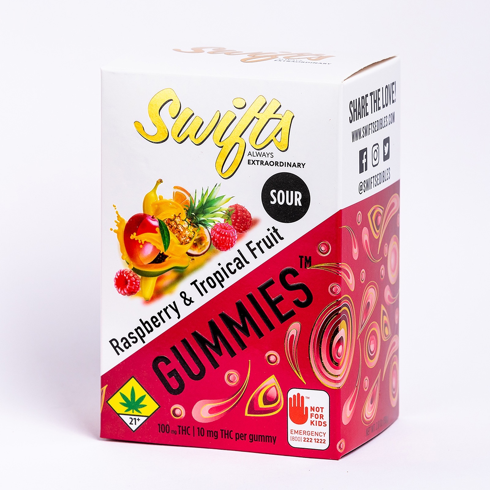 Swifts Edibles: Raspberry and Tropical Fruit Gummies (THC) 100mg 10 ...