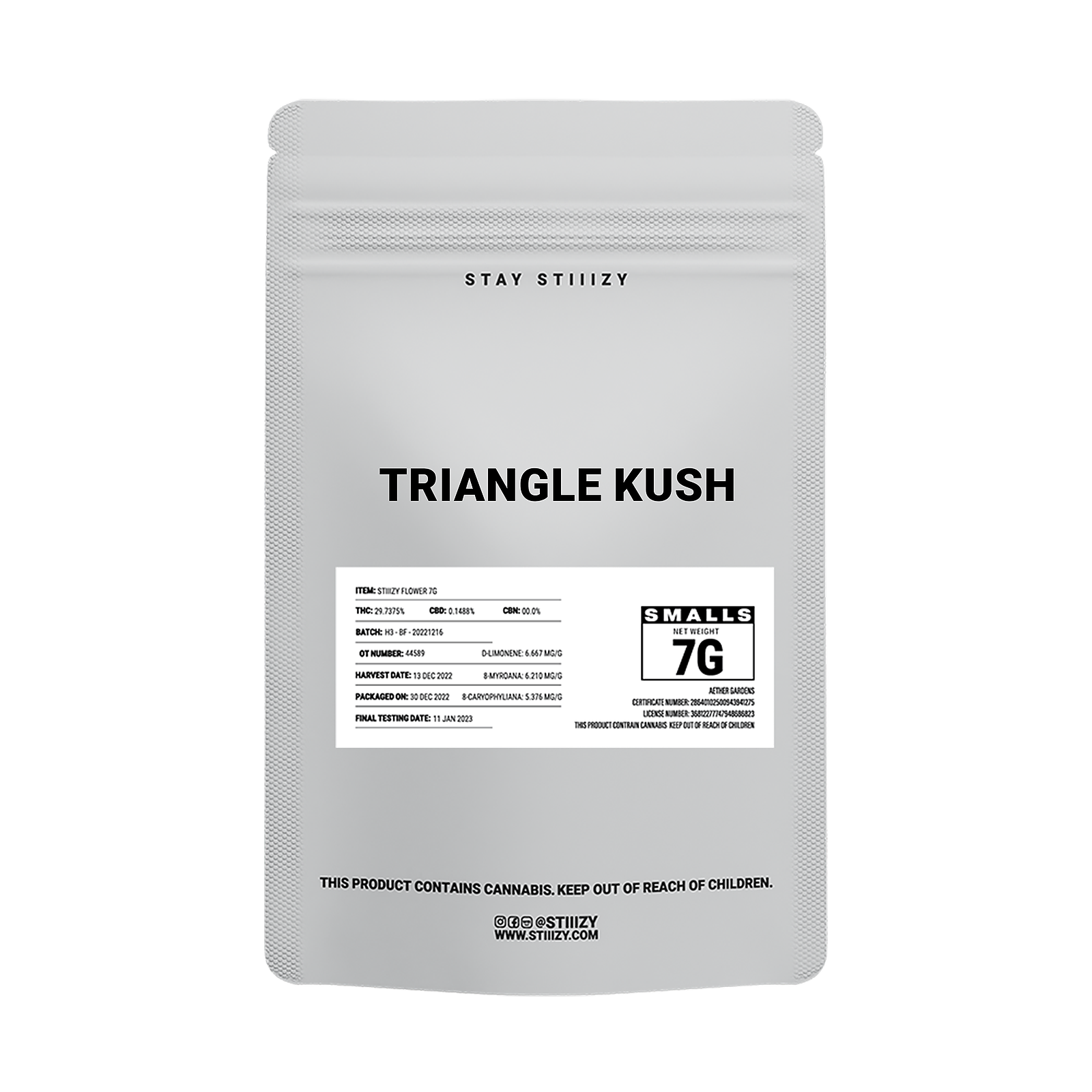 STIIIZY: TRIANGLE KUSH - WHITE LABEL 7G | Leafly