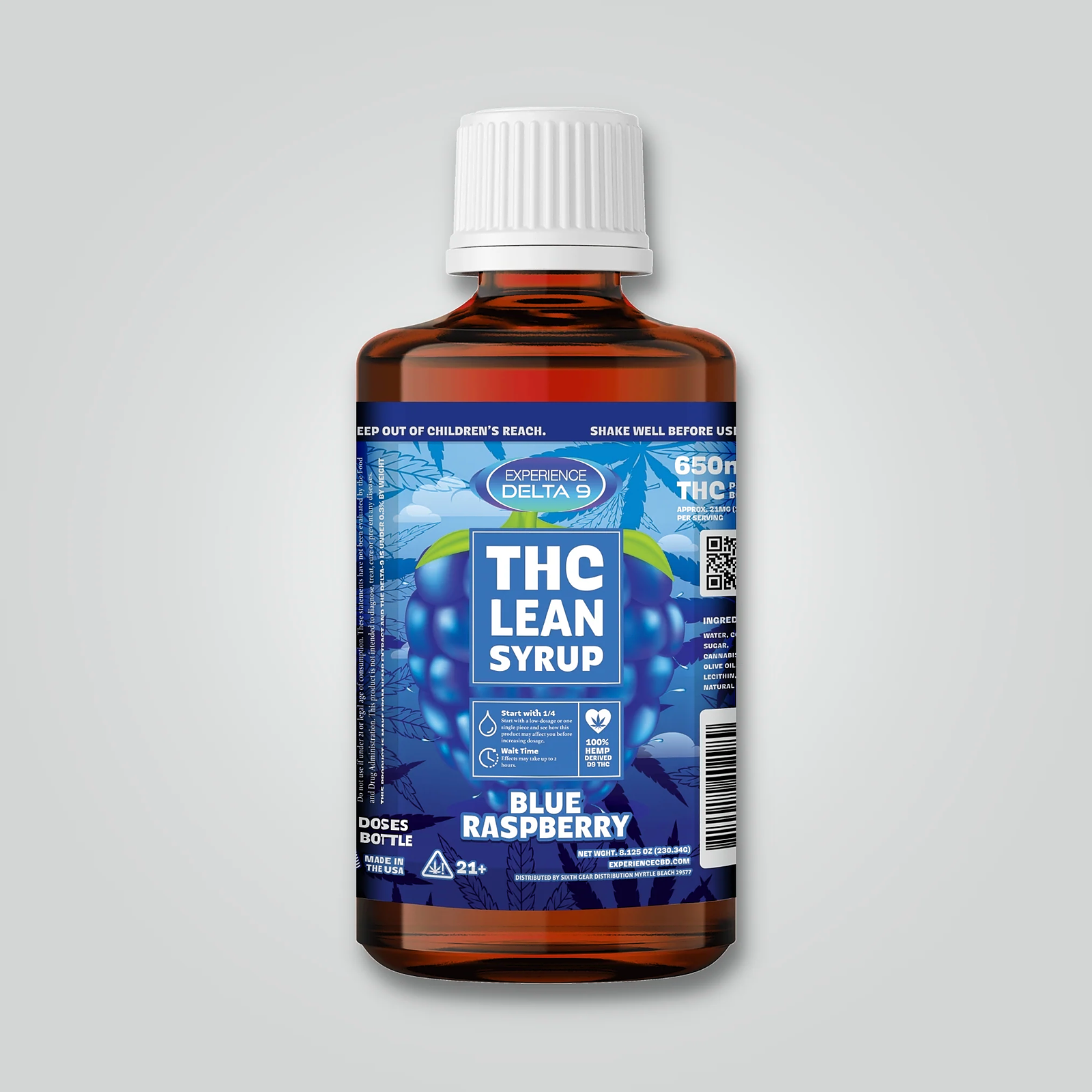 Experience CBD: Delta 9 THC Blue Raspberry Lean Syrup 650mg | Leafly
