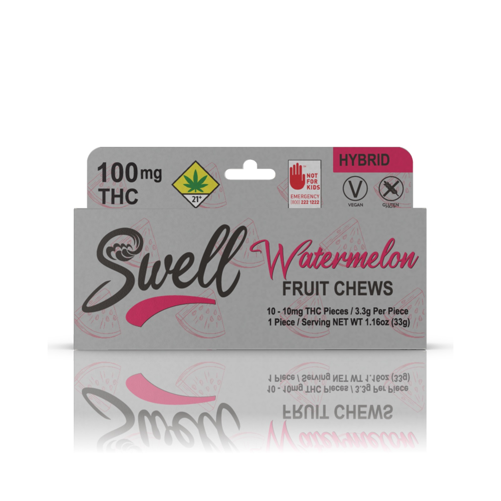 Swell Cannabis: Hybrid Watermelon Fruit Chews 100mg 10-pack | Leafly