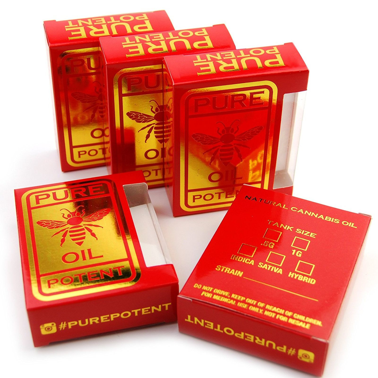 Shatter Labels: 25 Red Gold Pure Potent Oil Tip Wax Display Packaging ...