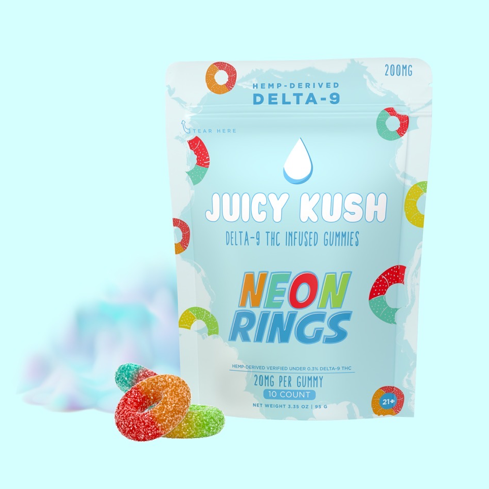 Juicy Kush (20% OFF CODE: LEAF20): Delta-9 THC Gummy Rings: 20mg per ...