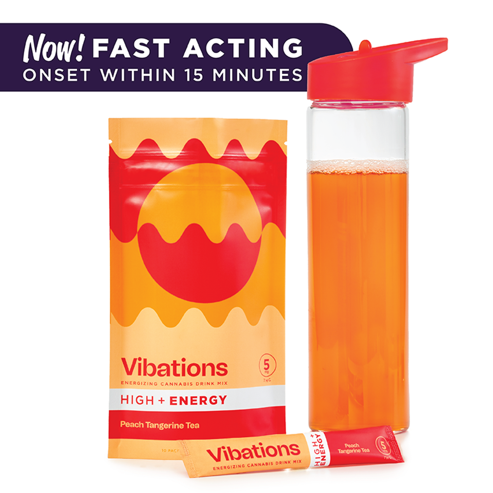 Vibations: Peach Tangerine Tea - Drink Mix - 5mg Each 50mg Total | Leafly