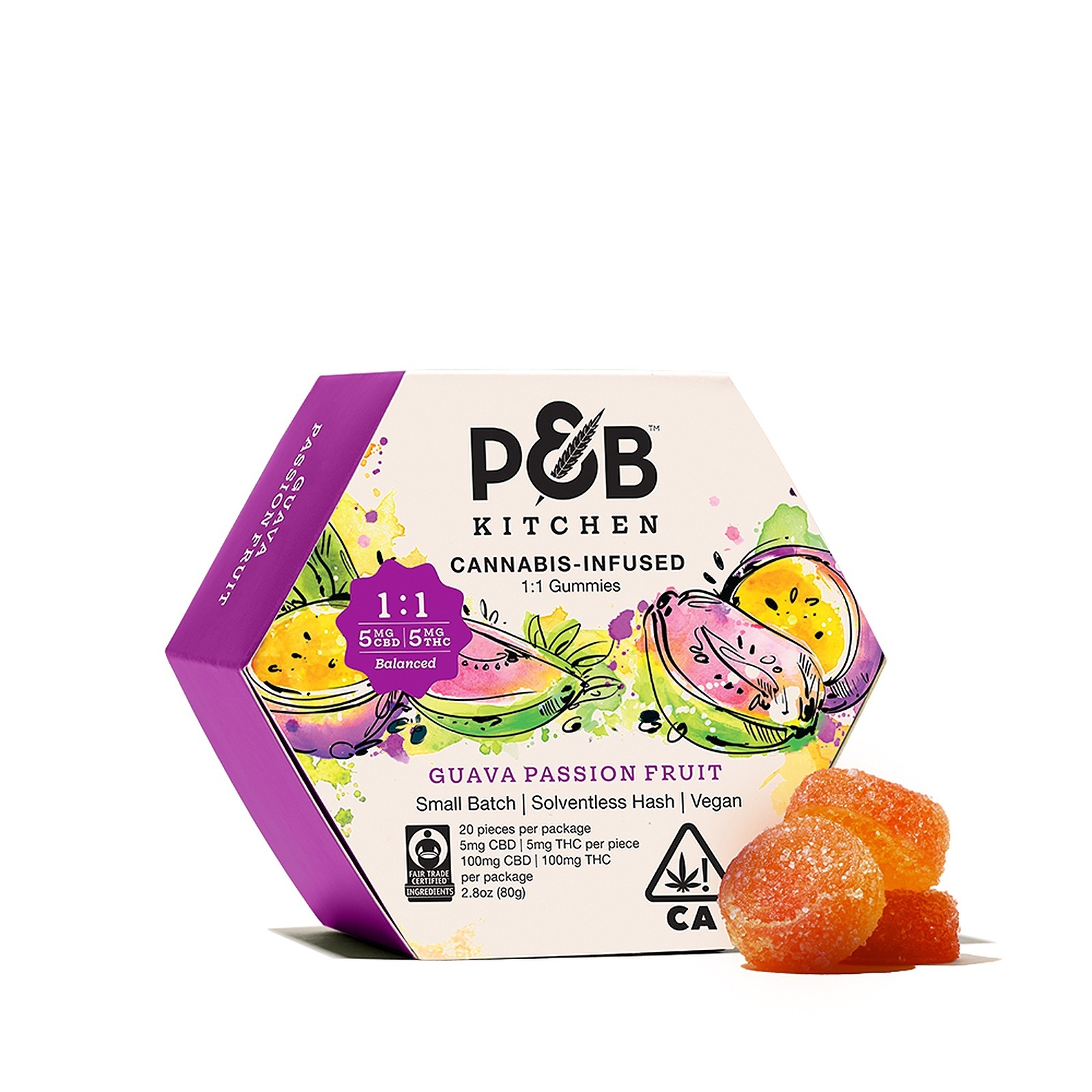P&B Kitchen: Guava Passion Fruit 1:1 Solventless Hash Gummies | Leafly