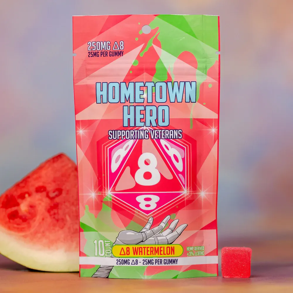 Hometown Hero: Watermelon Delta-8 THC Gummies 25mg 10-Pack | Leafly