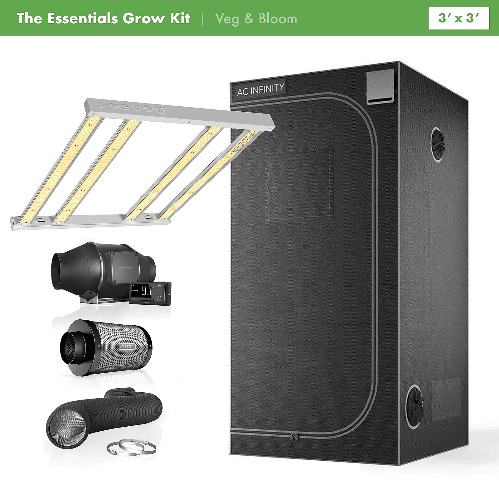 Happy Hydro: 'The Essentials' Grow Kit | Mars FC 3000 LED Light | AC ...