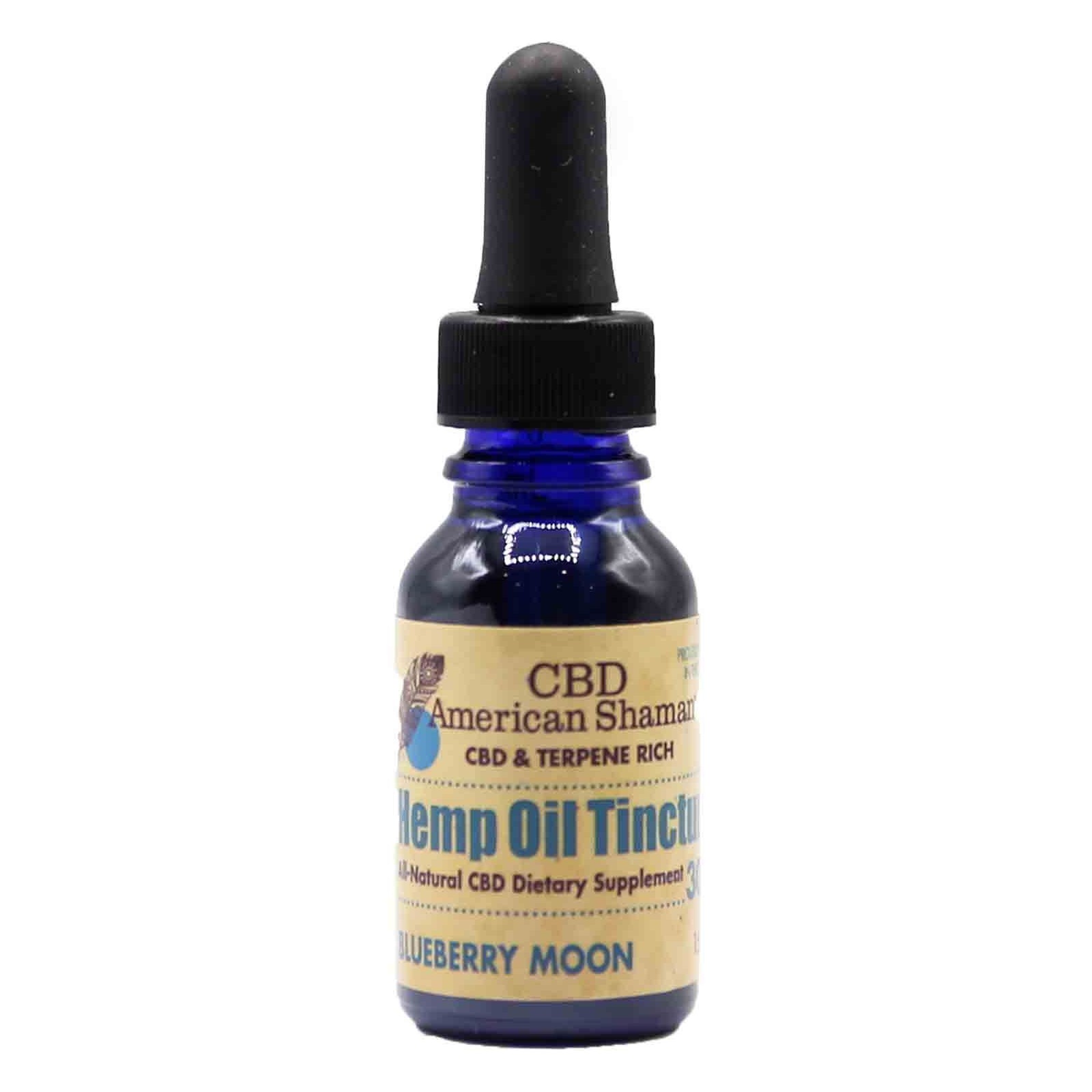 CBD American Shaman: Blueberry Moon Hemp Oil Tincture 450mg 15ml | Leafly