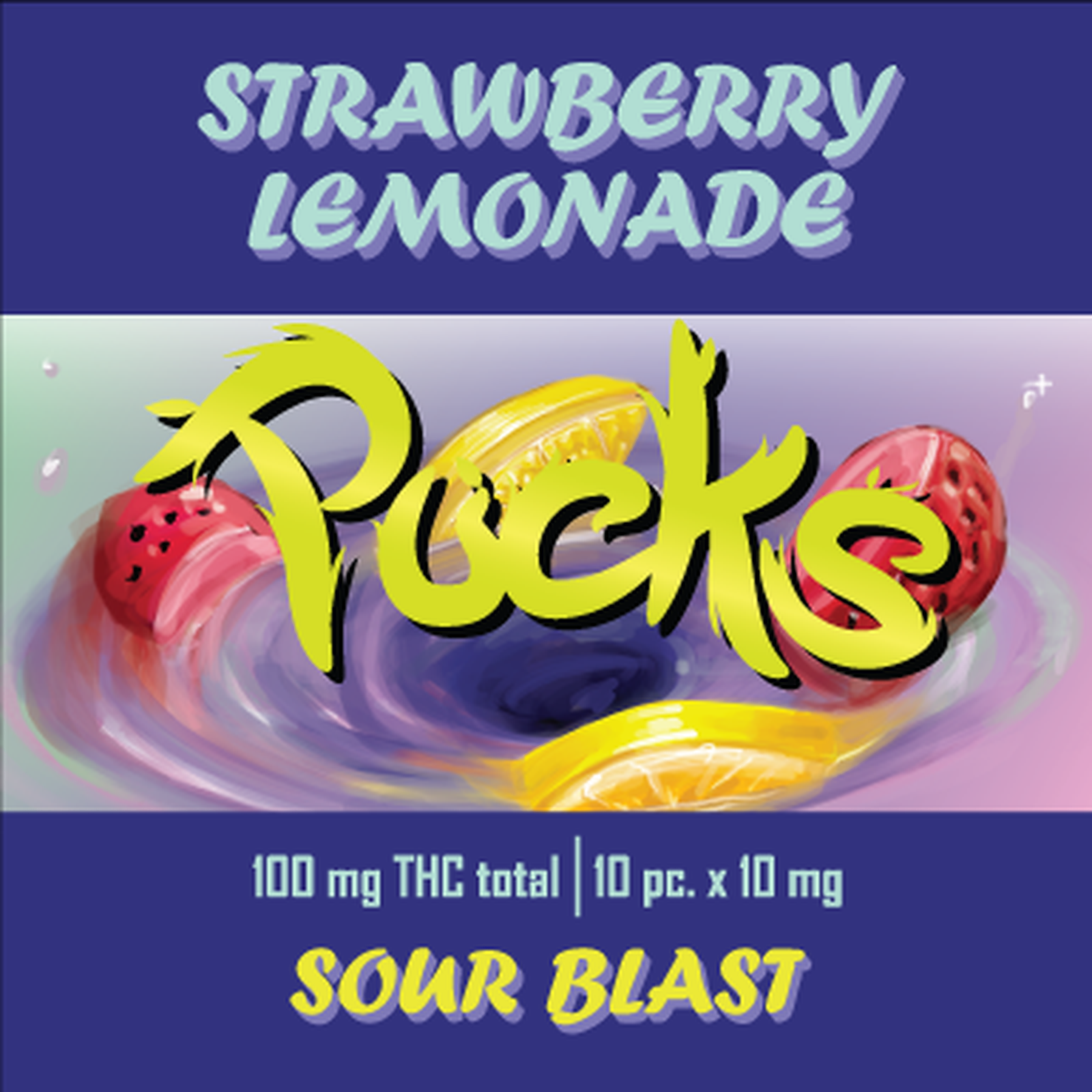 Pucks Cannabis Confections: Sour Blast: Strawberry Lemonade 100mg | Leafly