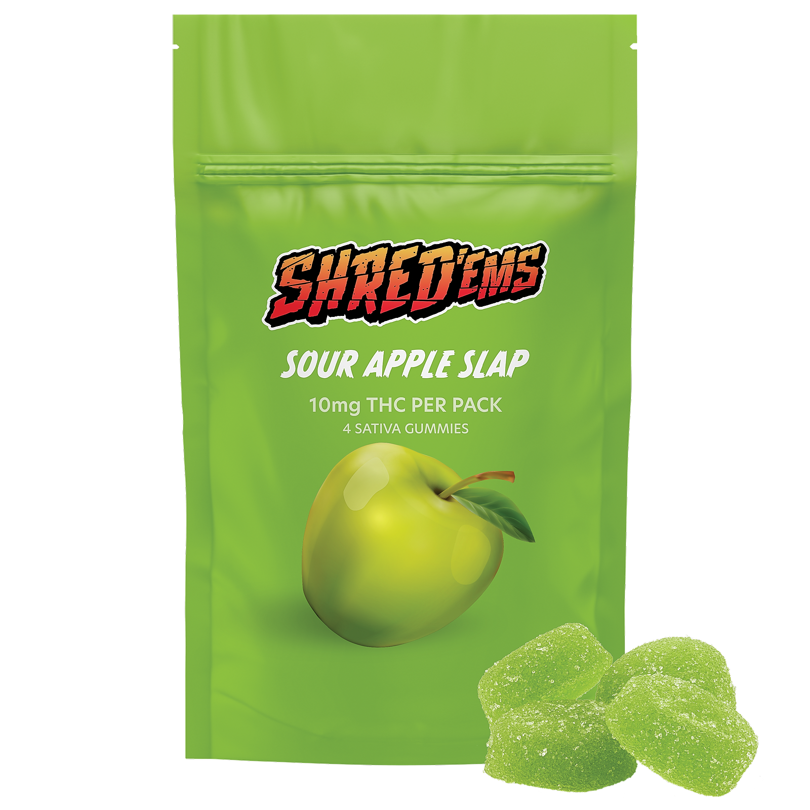 Shred: SHRED'EMS Sour Apple Slap Soft Chews - 4 pack 10 mg THC | Leafly
