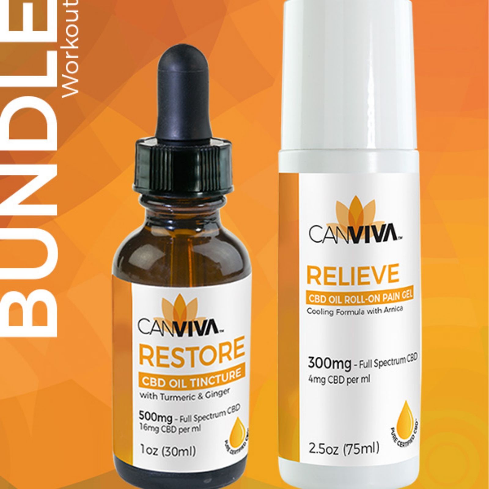 CANVIVA™: CANVIVA WORKOUT Bundle – RESTORE Tincture 500mg & RELIEVE Roll-On 300mg | Leafly