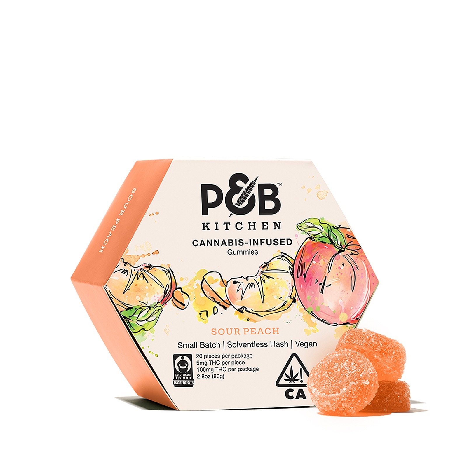 P&B Kitchen: Sour Peach Solventless Hash Gummies | Leafly