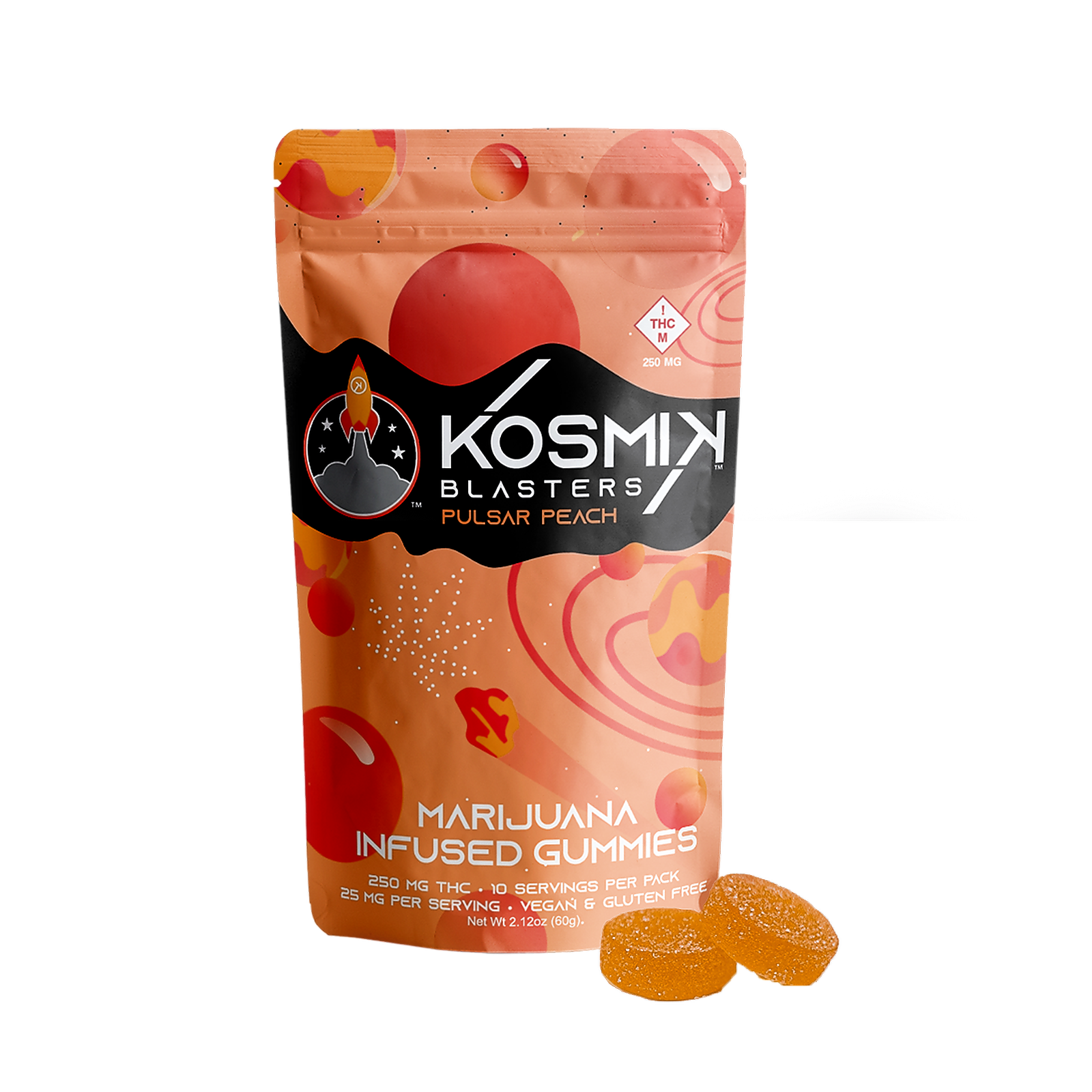 Kosmik Brands: 250mg Pulsar Peach Blaster | GUMMIES | Leafly