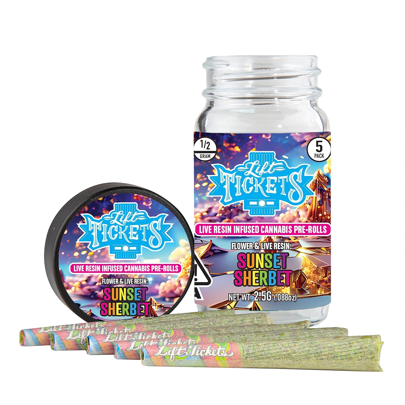 Lift Tickets: Sunset Sherbet - 0.5g Infused Pre Roll Multipack (5 ...