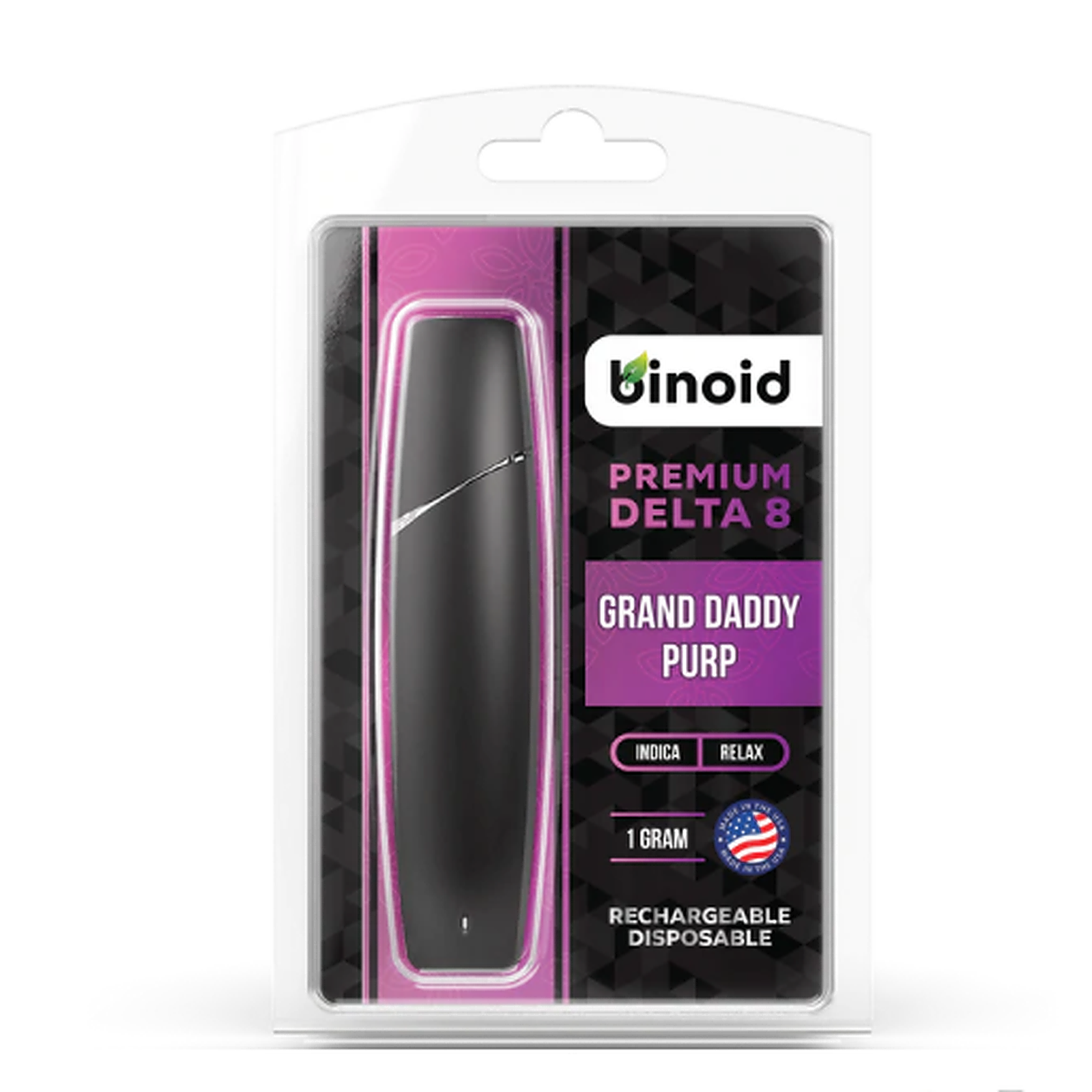 Binoid: Delta 8 THC Rechargeable Disposable Vape - Grand Daddy Purp ...