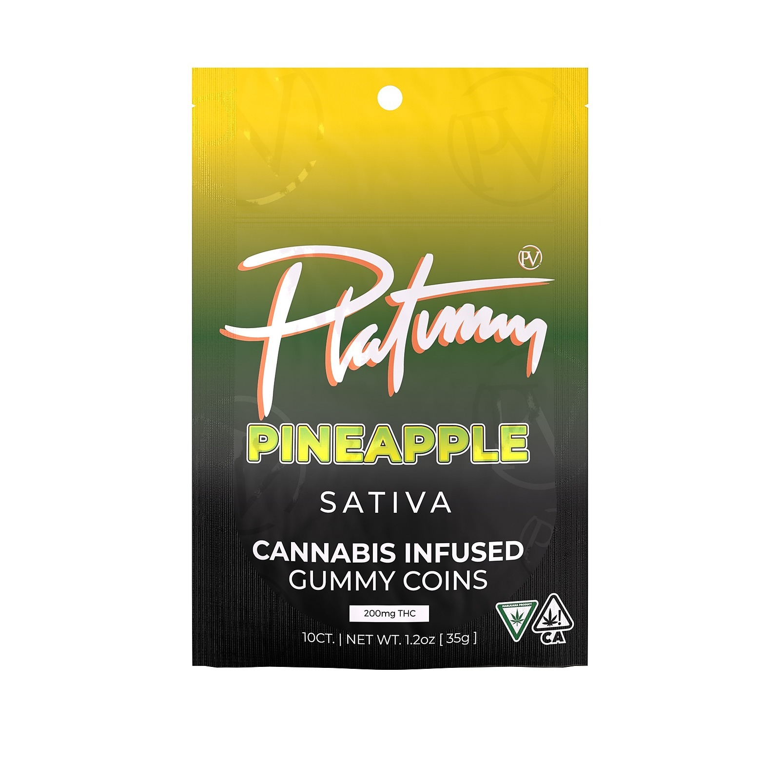Platinum Vape: Platinum Vape (Sativa) Pineapple 200mg Gummy Coins | Leafly