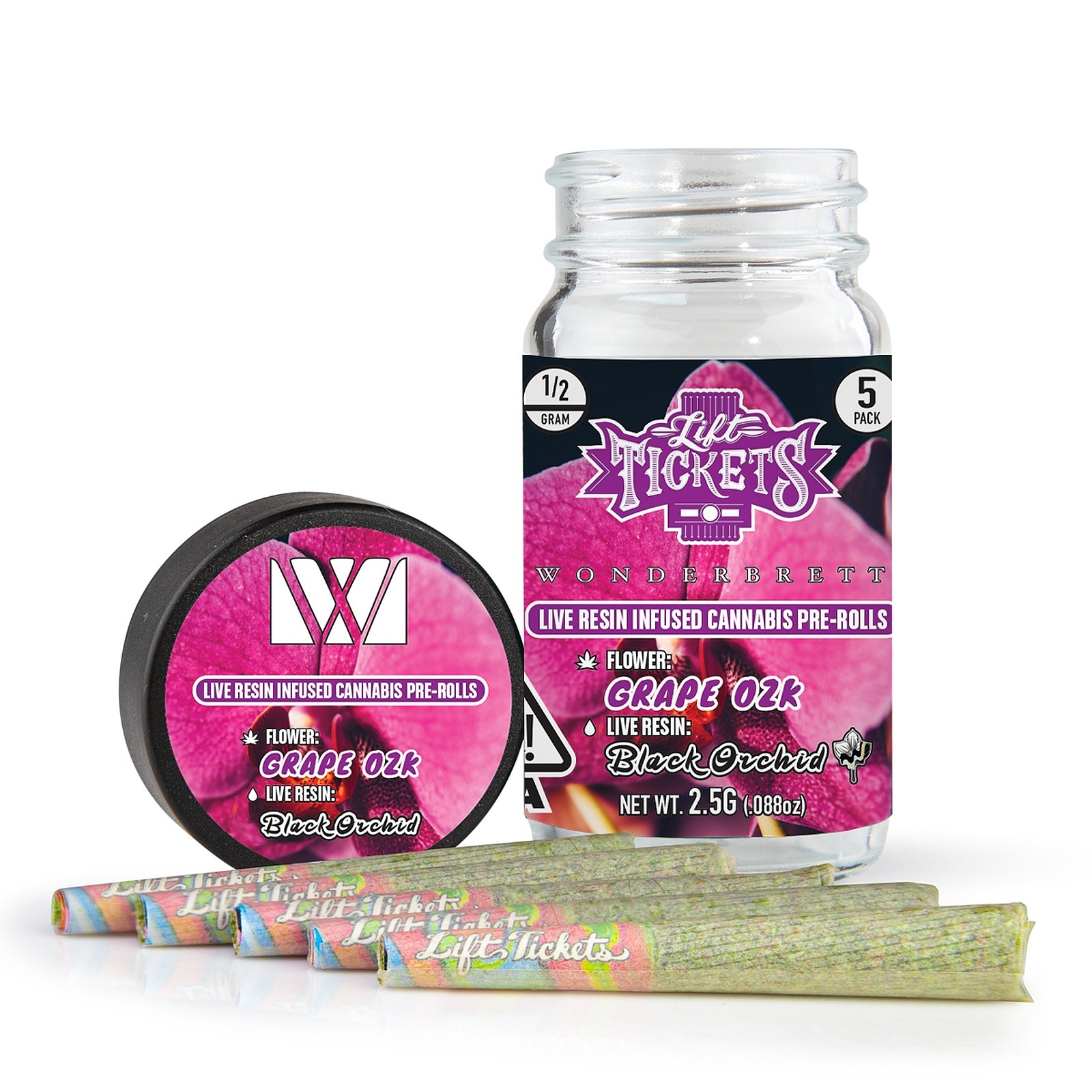 Lift Tickets: OZK x Black Orchid - 0.5g Infused Pre Roll Multipack (5) - Hybrid | Leafly