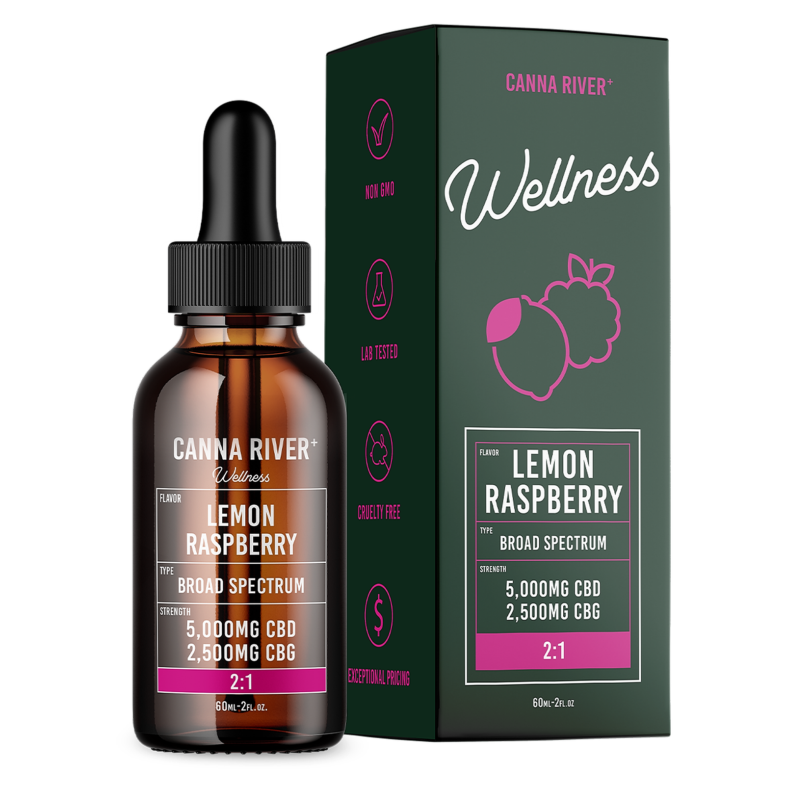 Canna River: Wellness Tincture - Lemon Raspberry / 7,500mg / 60mL | Leafly