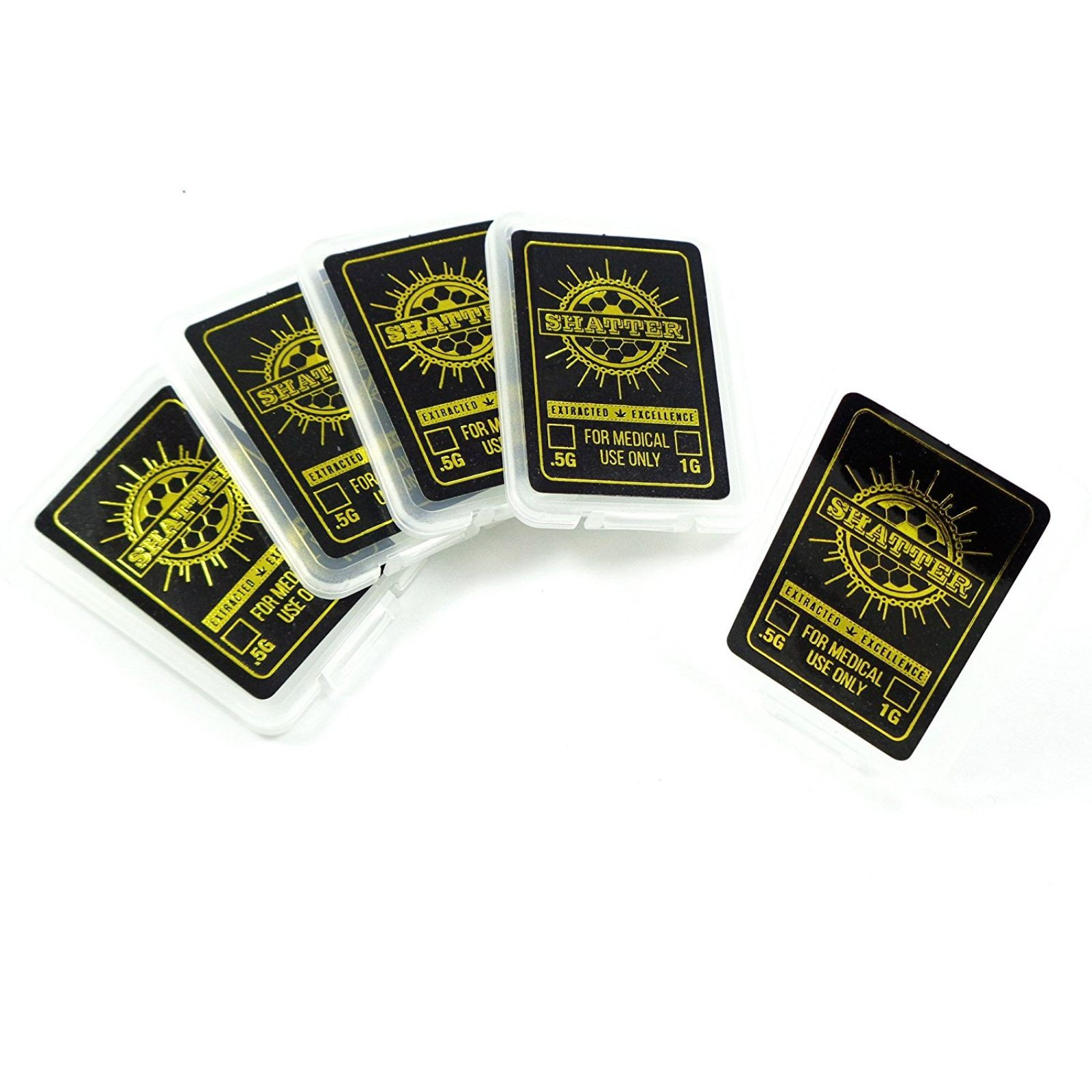 Shatter Labels: 25 Black Gold Foil Shatter Packs Wax Oil SD Card MMJ ...