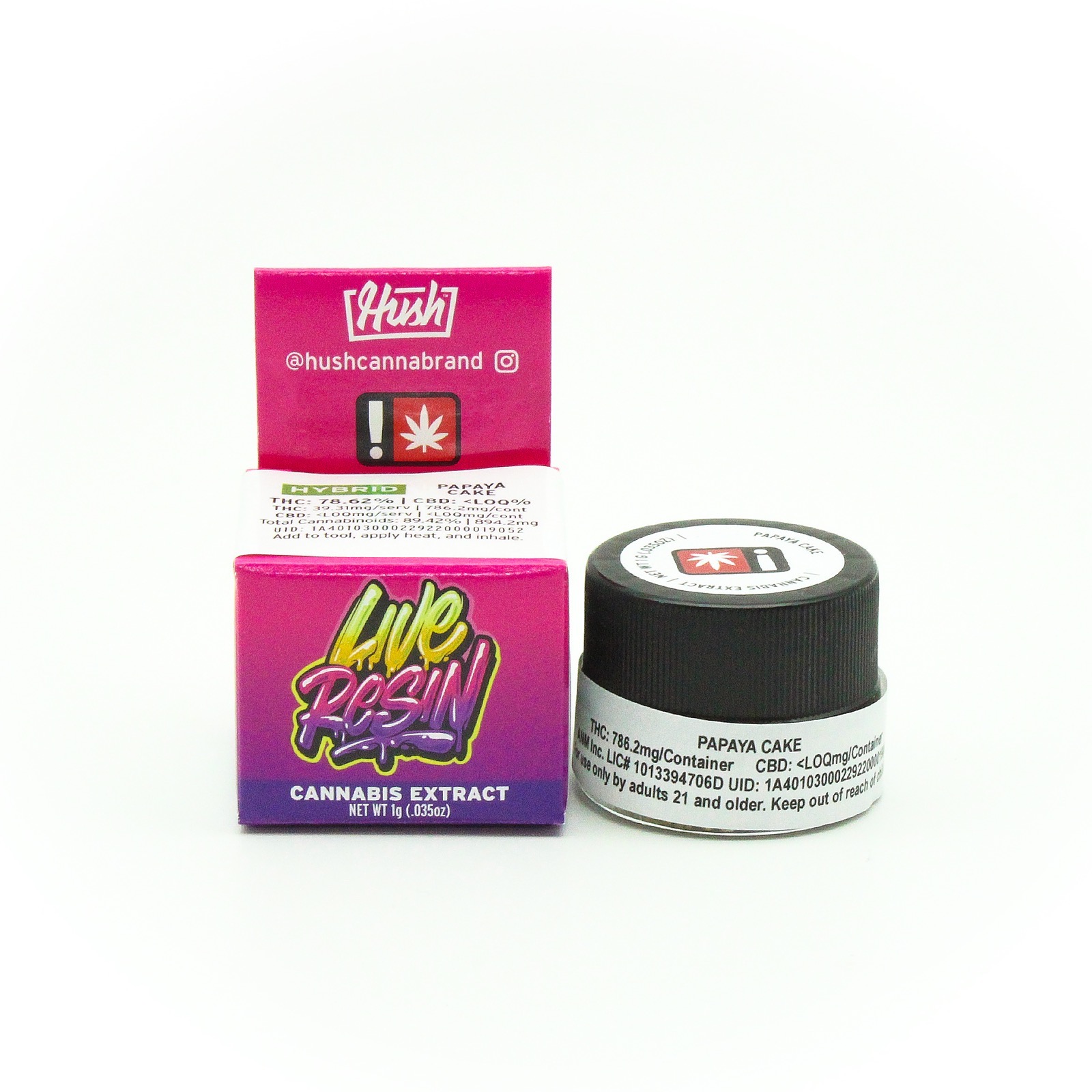 HUSH: Papaya Cake Live Resin Puck 1g - Hybrid - 78.62% | Leafly