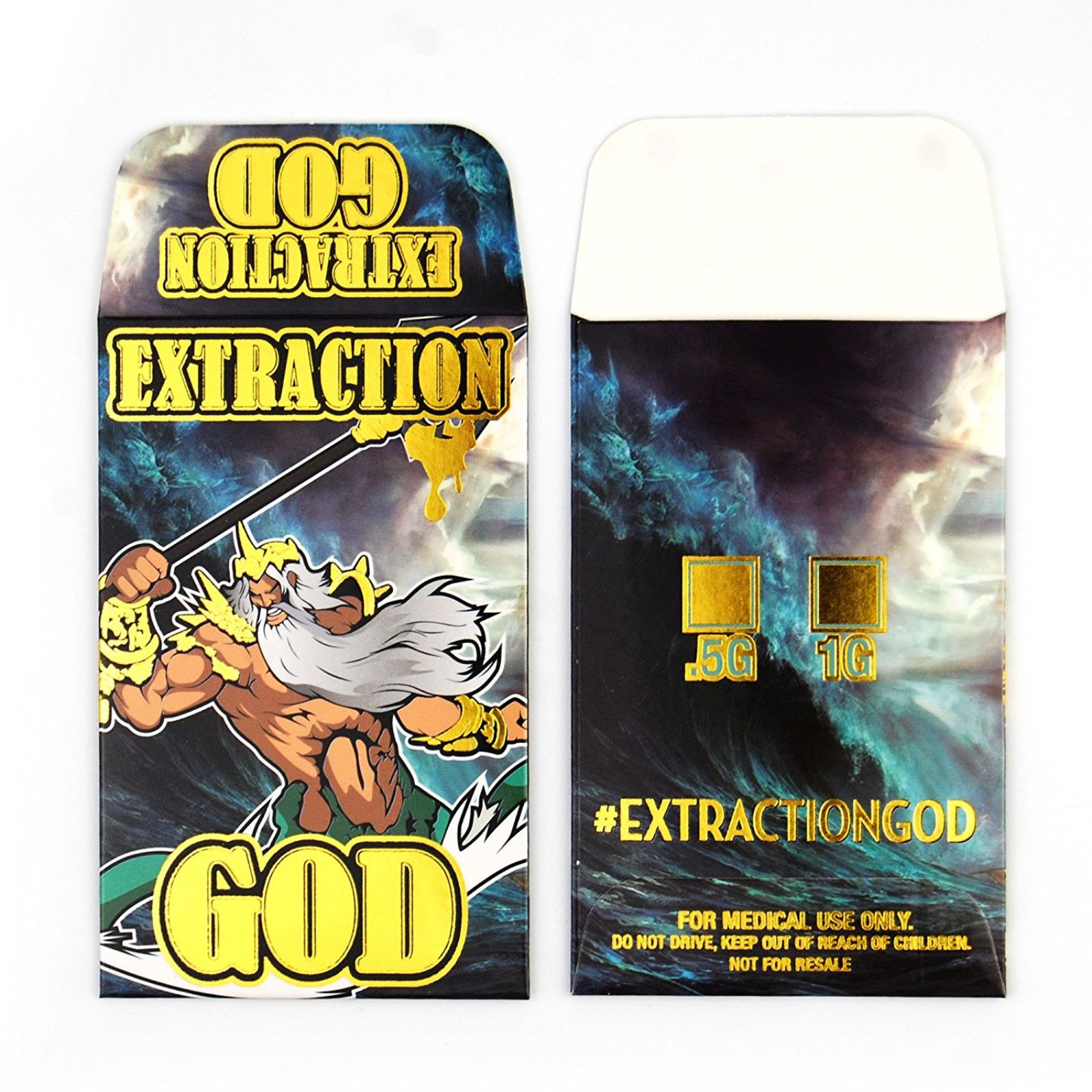 Shatter Labels: 25 EXTRACTION GOD Poseidon Series Gold Foil Glossy ...